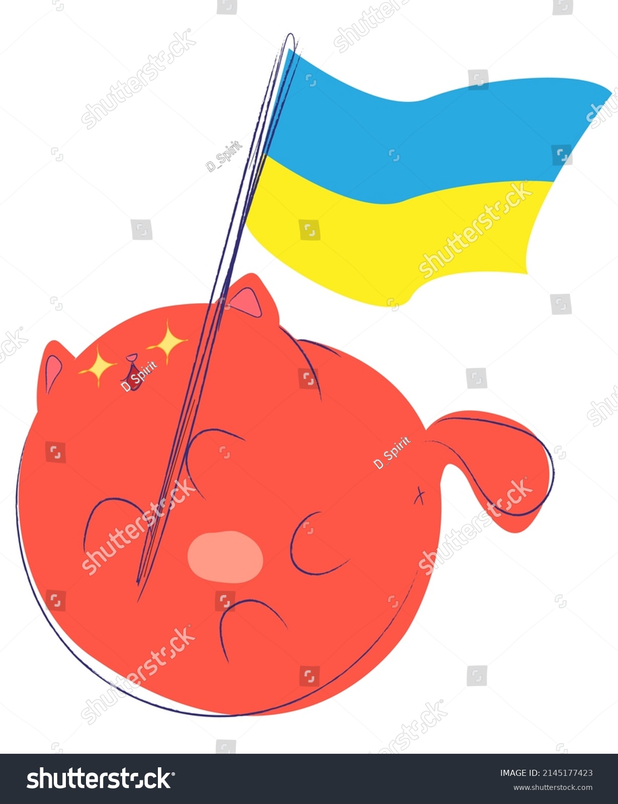 Kitty Ukrainian Flag Vector Doodle Cat Stock Vector (Royalty Free ...