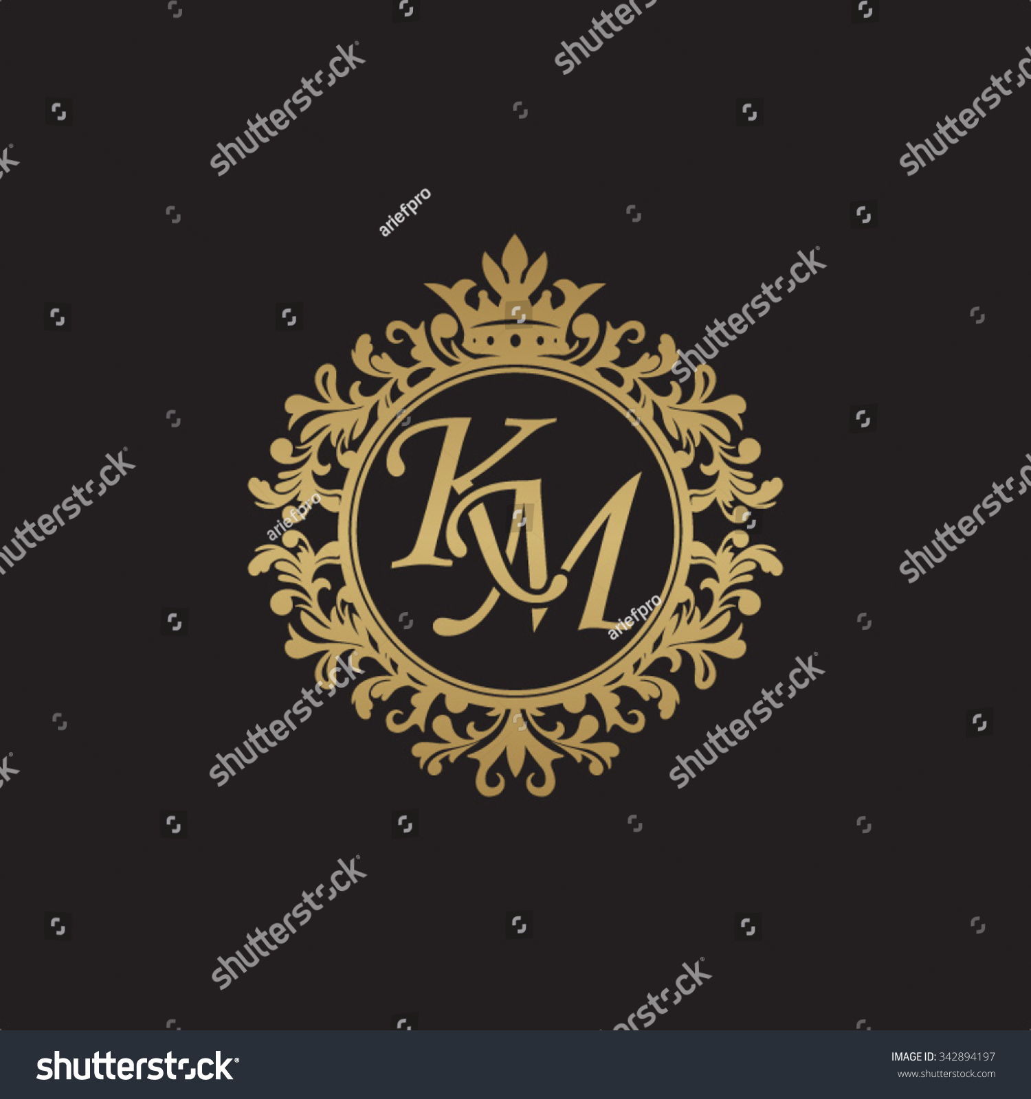 Km Initial Luxury Ornament Monogram Logo: Vector có sẵn (miễn phí bản ...