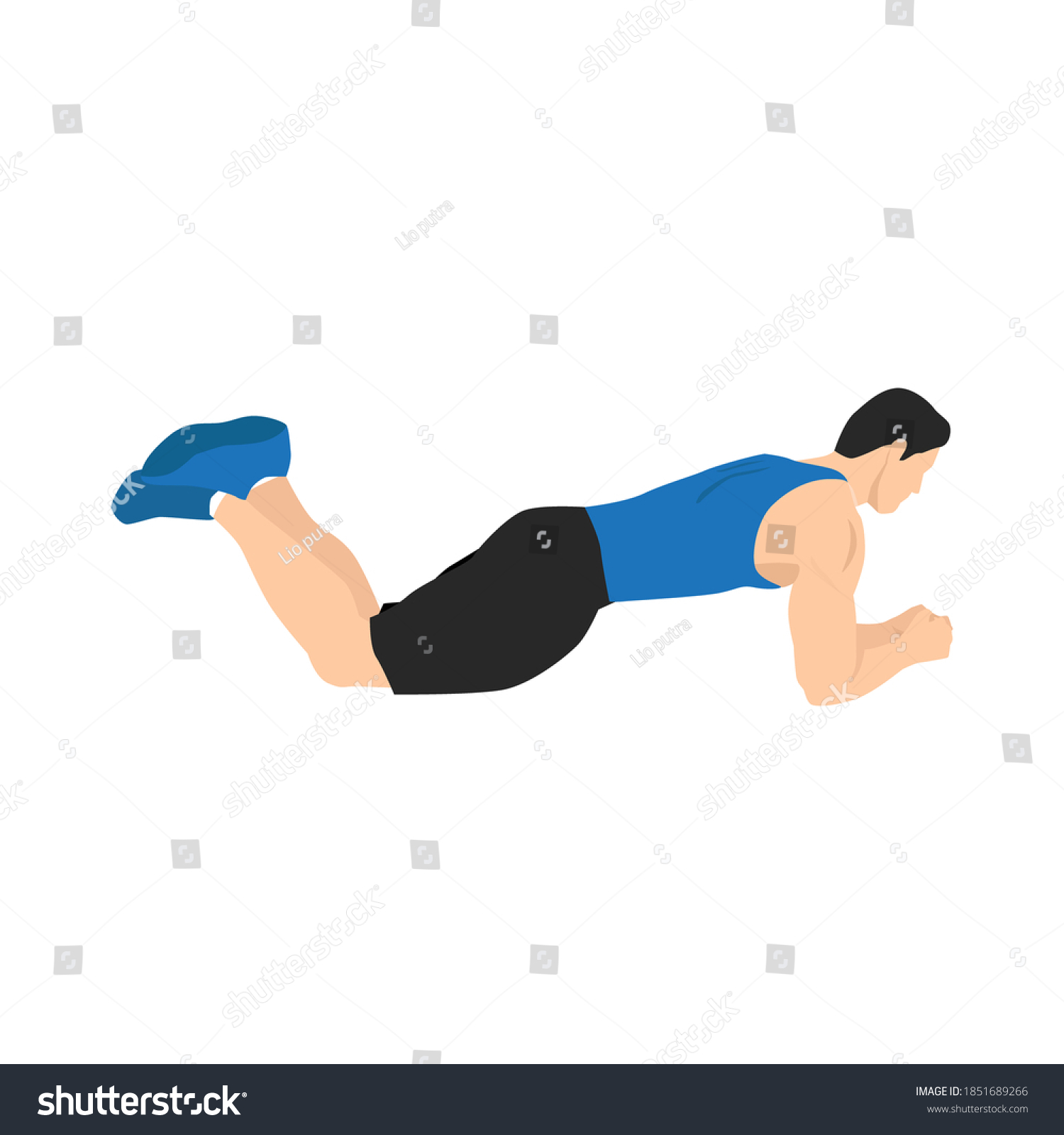 Knee Plank Exercise Flat Vector Illustration Stock Vector (Royalty Free ...