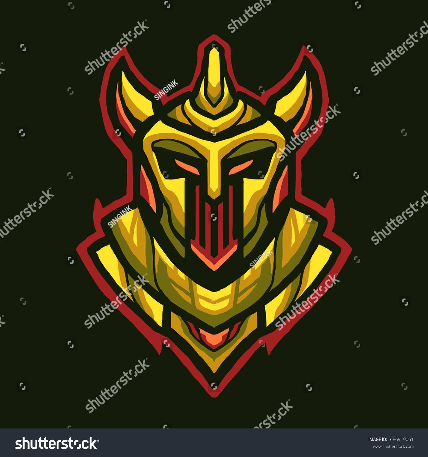 Knight Warrior Head Vector Illustration Stock Vector (Royalty Free ...