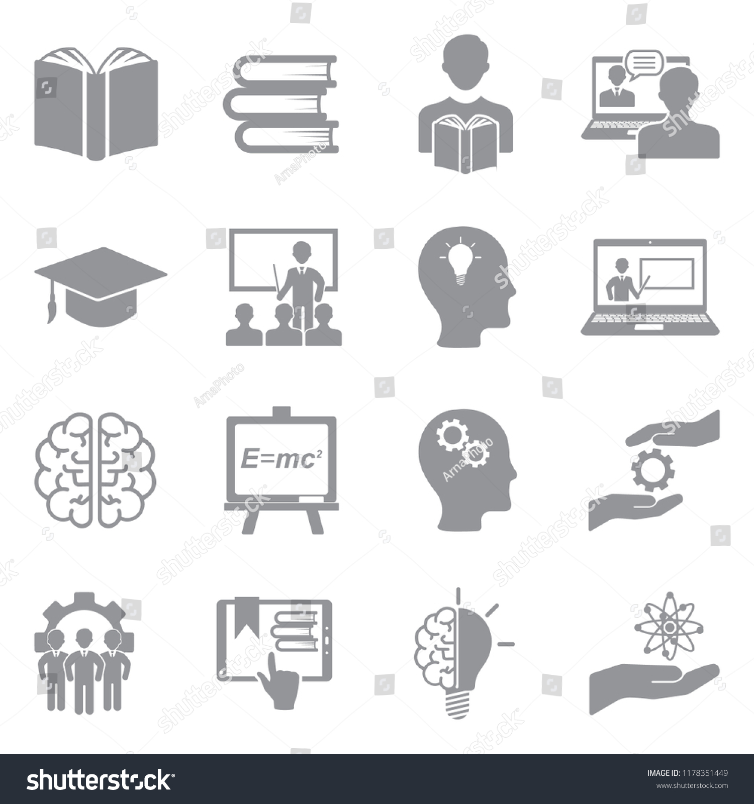 Knowledge Icons Gray Flat Design Vector Stock Vector (Royalty Free ...