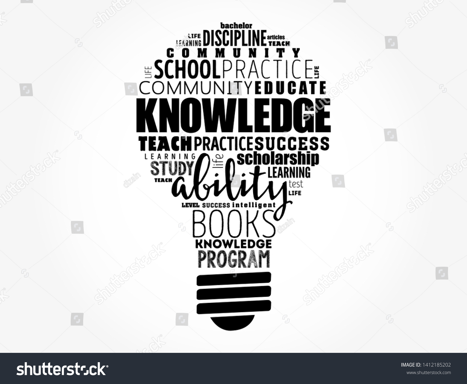 Knowledge Light Bulb Word Cloud Collage Stock Vector (Royalty Free ...