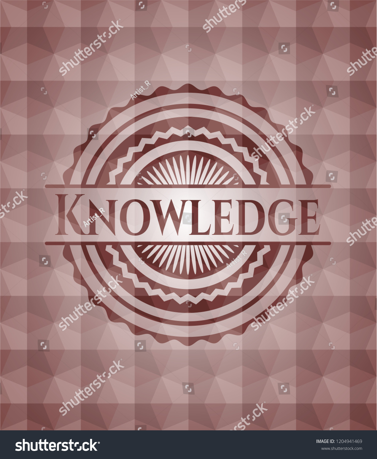 Knowledge Red Emblem Badge Geometric Pattern Stock Vector (Royalty Free ...
