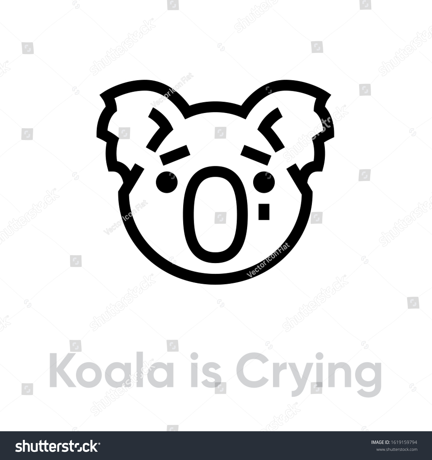 Koala Crying Vector Icon Editable Line Stock Vector (Royalty Free) 1619159794
