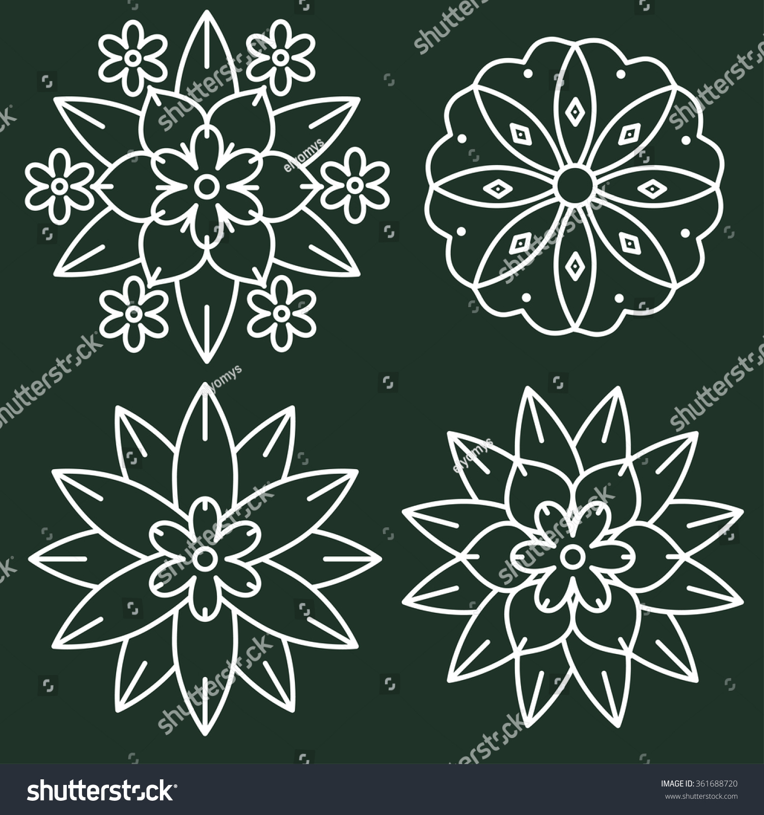 Kolam Style Decorative Vector Designs Stock Vector (Royalty Free) 361688720