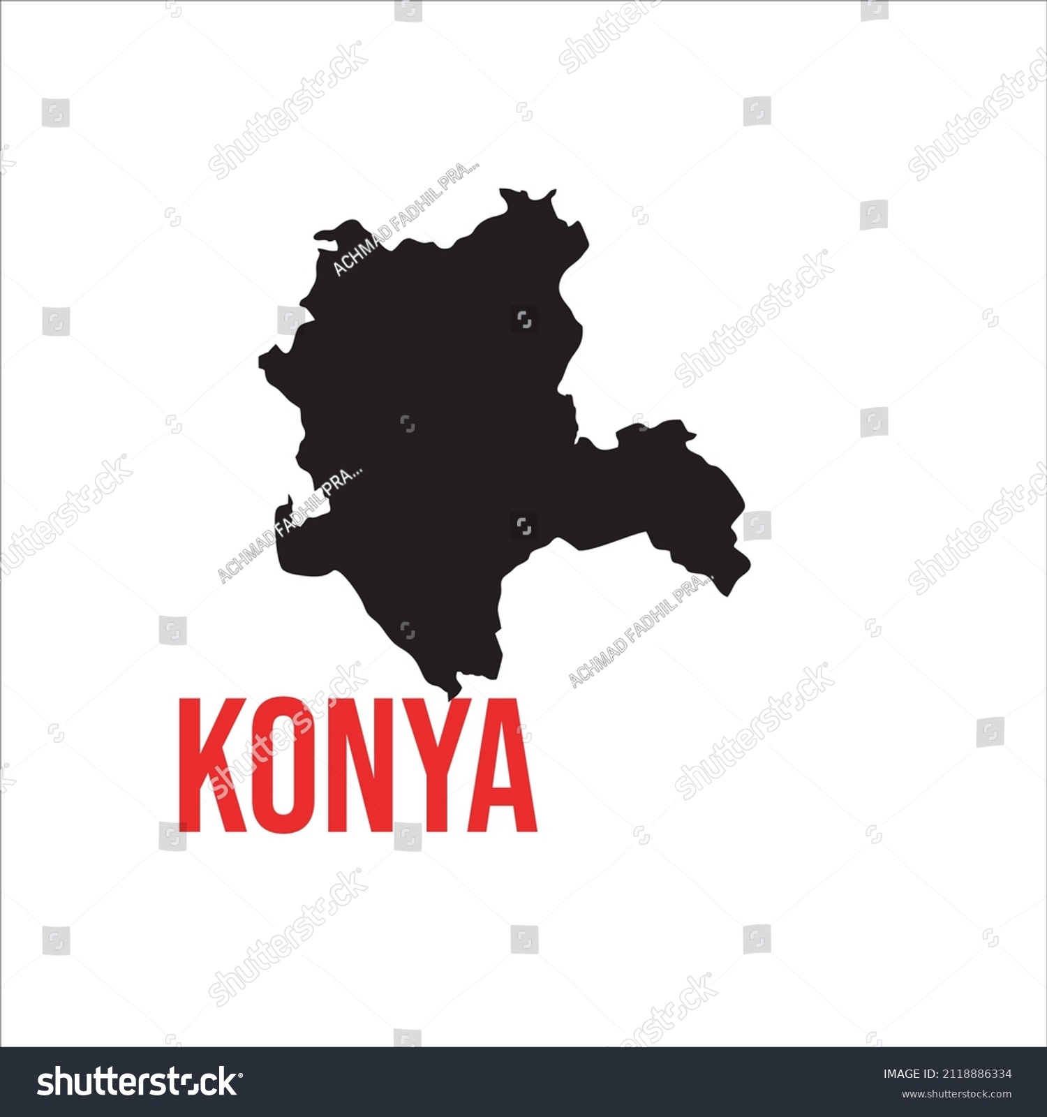 Konya Map On White Background Stock Vector (Royalty Free) 2118886334