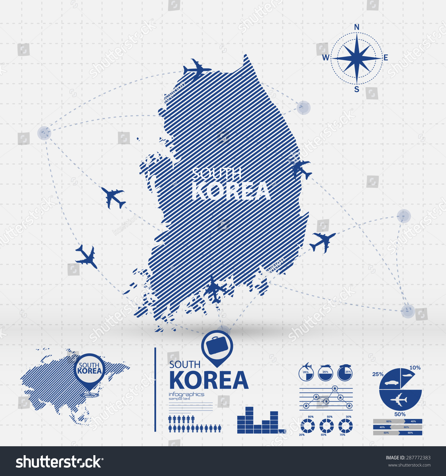 Korea Map Infographic 스톡 벡터(로열티 프리) 287772383 | Shutterstock