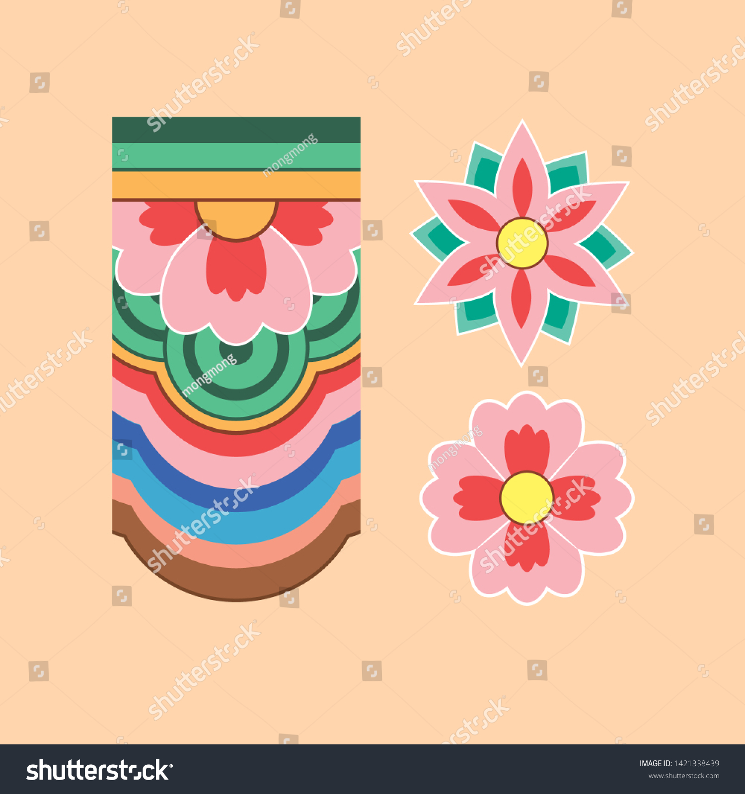 Korean Traditional Pattern Design Elements Vector Stock Vector (Royalty ...