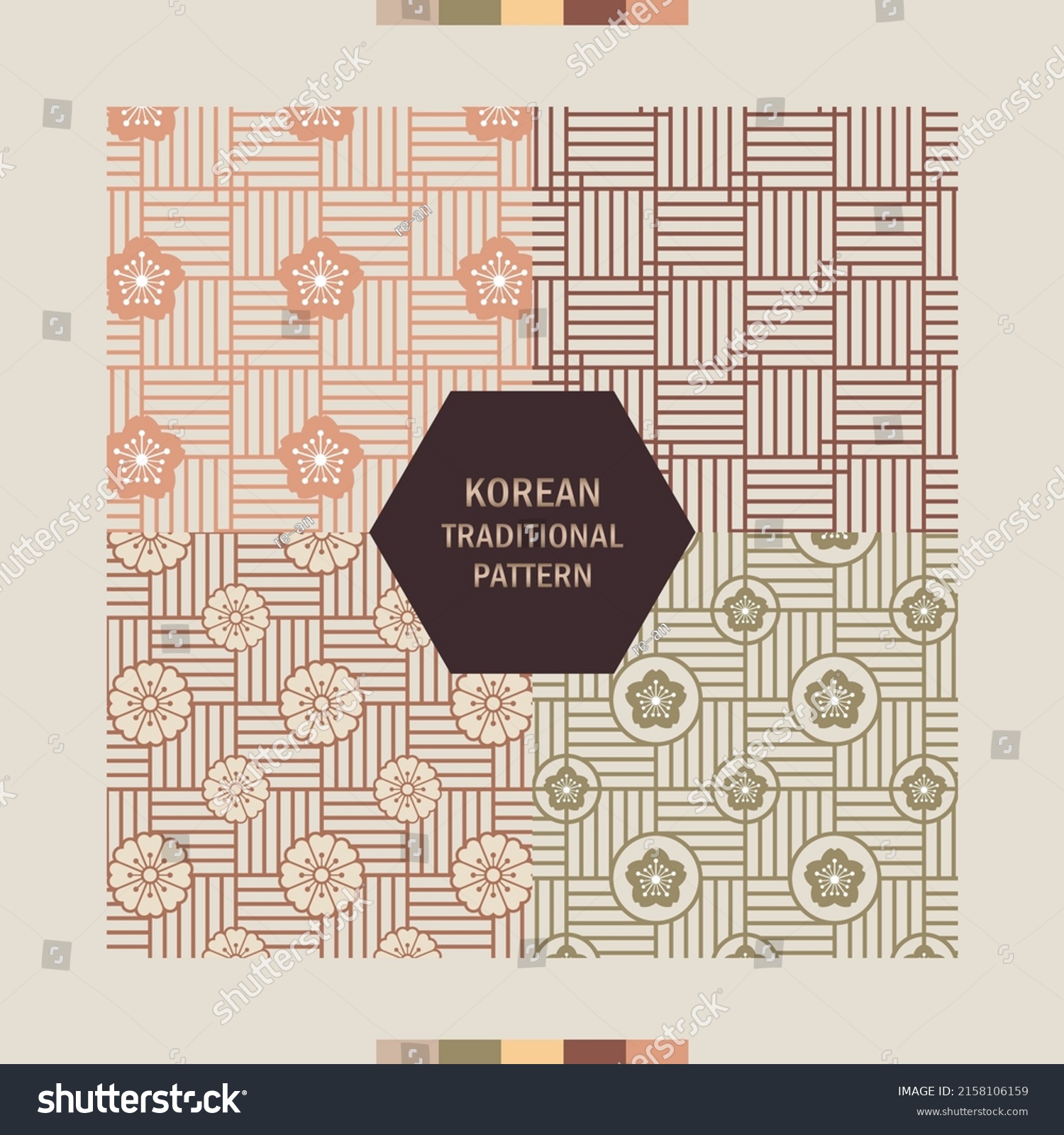 Korean Traditional Pattern Design Set Stock Vector (Royalty Free ...