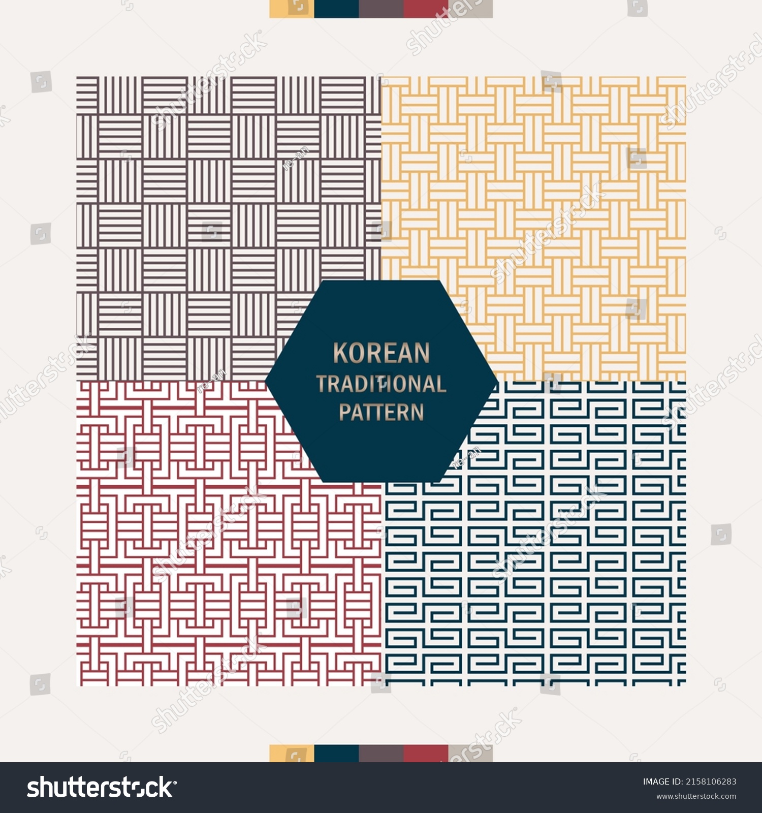 Korean Traditional Pattern Design Set Stock Vector (Royalty Free ...