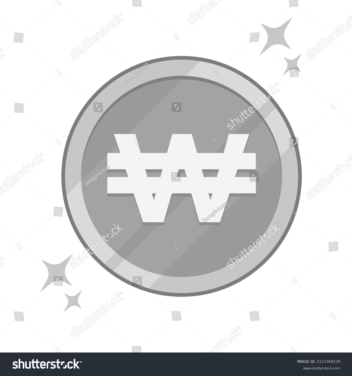 Korean Won Money Coin Flat Design Stock Vector (Royalty Free ...