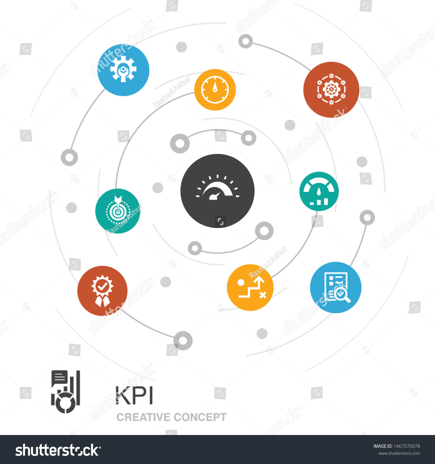 Kpi Colored Circle Concept Simple Icons: vector de stock (libre de ...