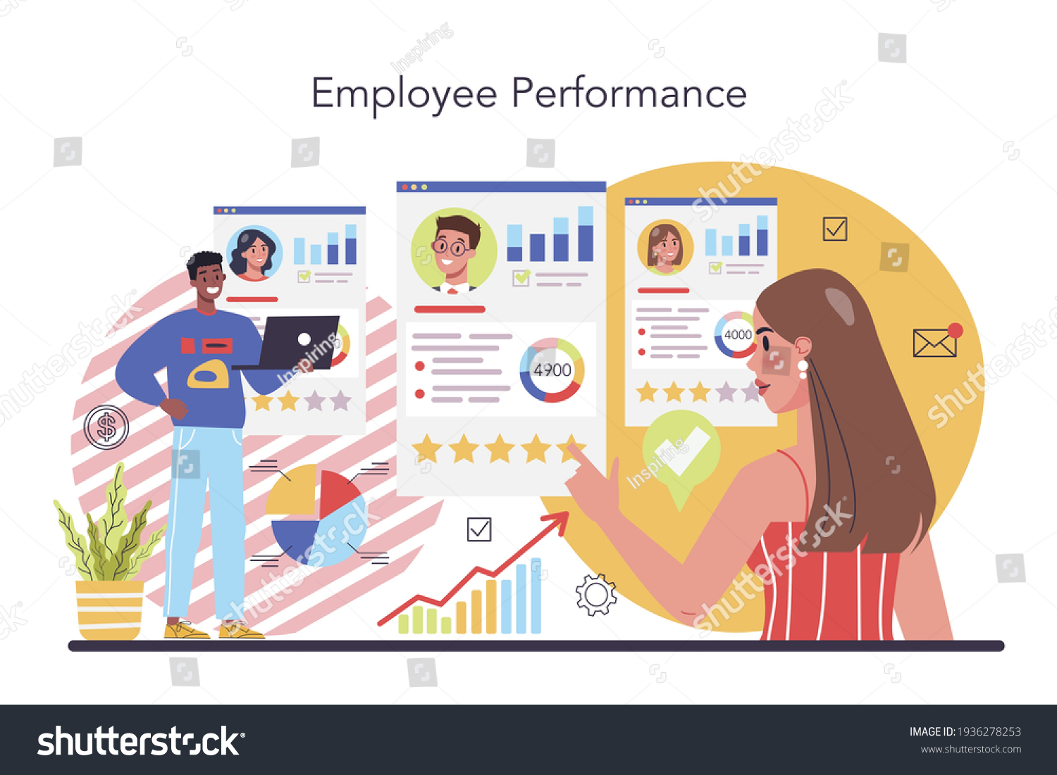 Kpi Concept Key Performance Indicators Employee Stock Vector (Royalty ...