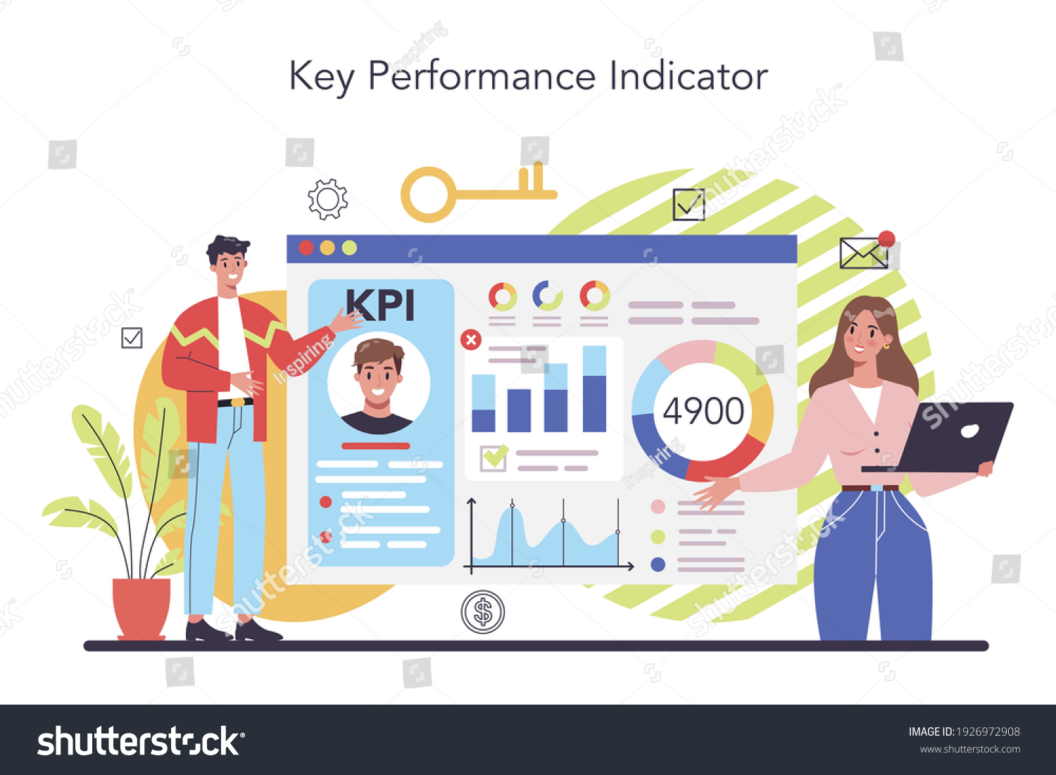 Kpi Concept Key Performance Indicators Employee Stock Vector (Royalty ...