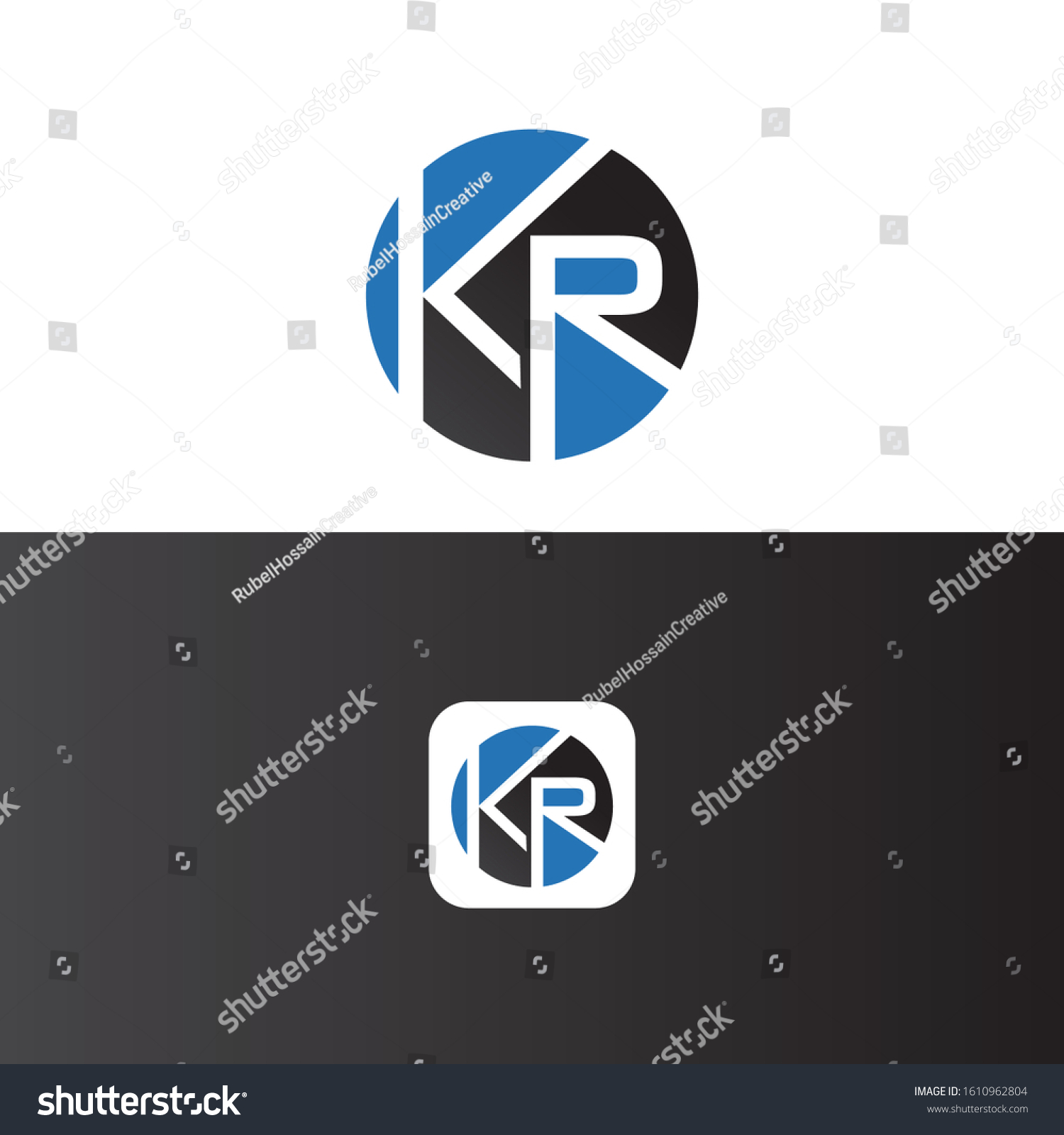 Kr Letter Logo Design Template Vector: vector de stock (libre de ...