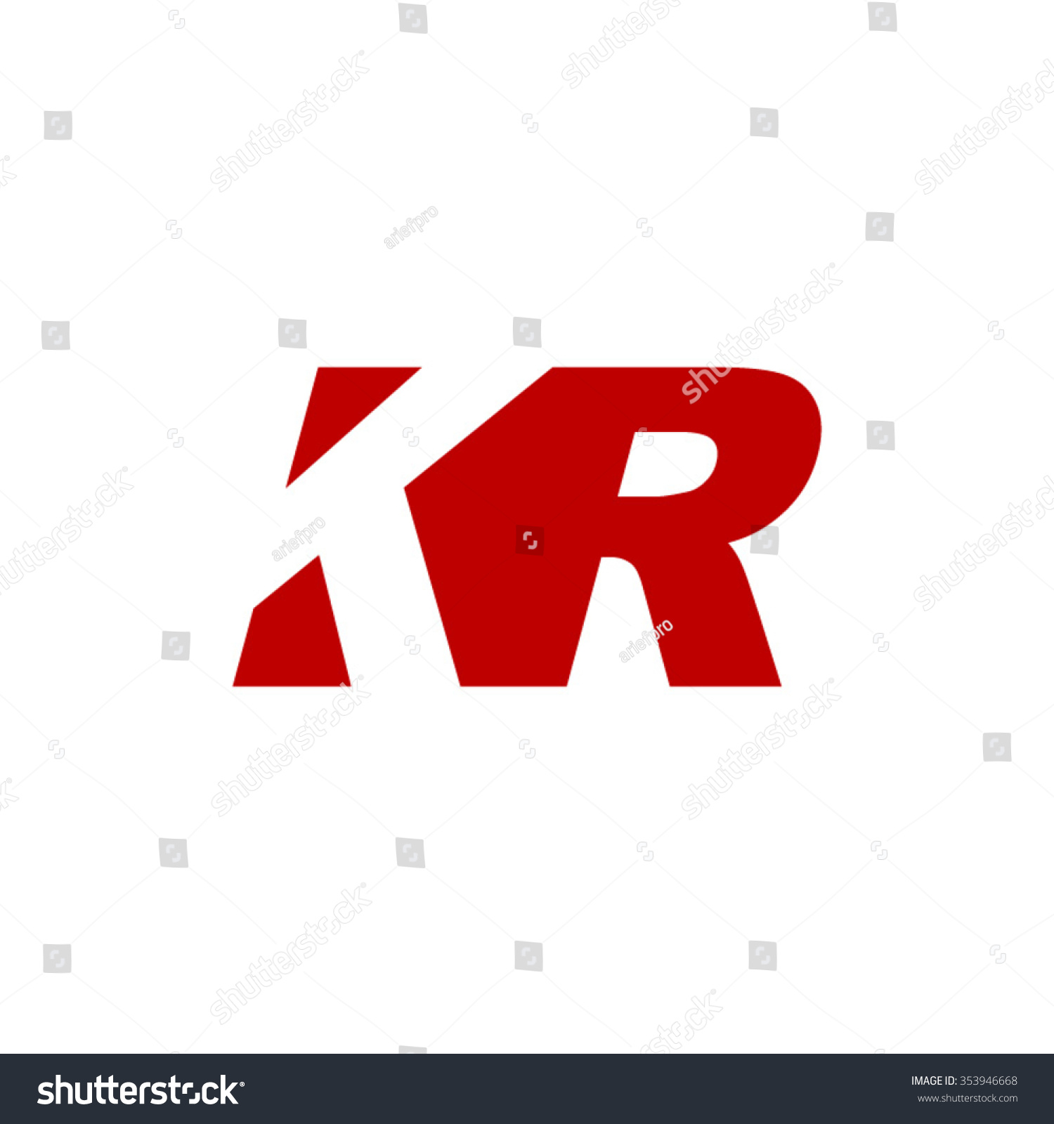 Kr Negative Space Letter Logo Red Stock Vector (Royalty Free) 353946668 ...