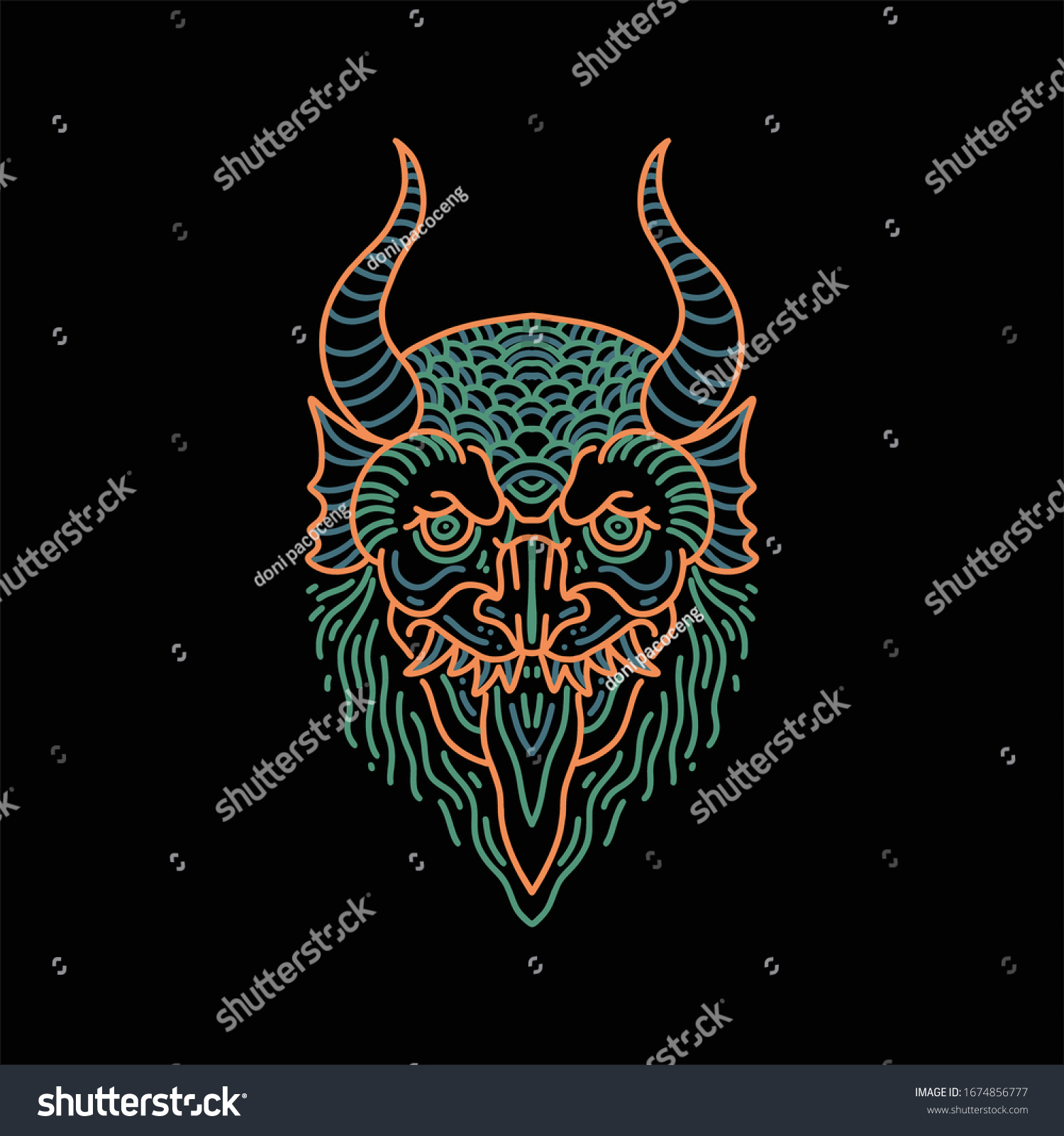 Krampus Line Art Vector Design Stock Vector (Royalty Free) 1674856777