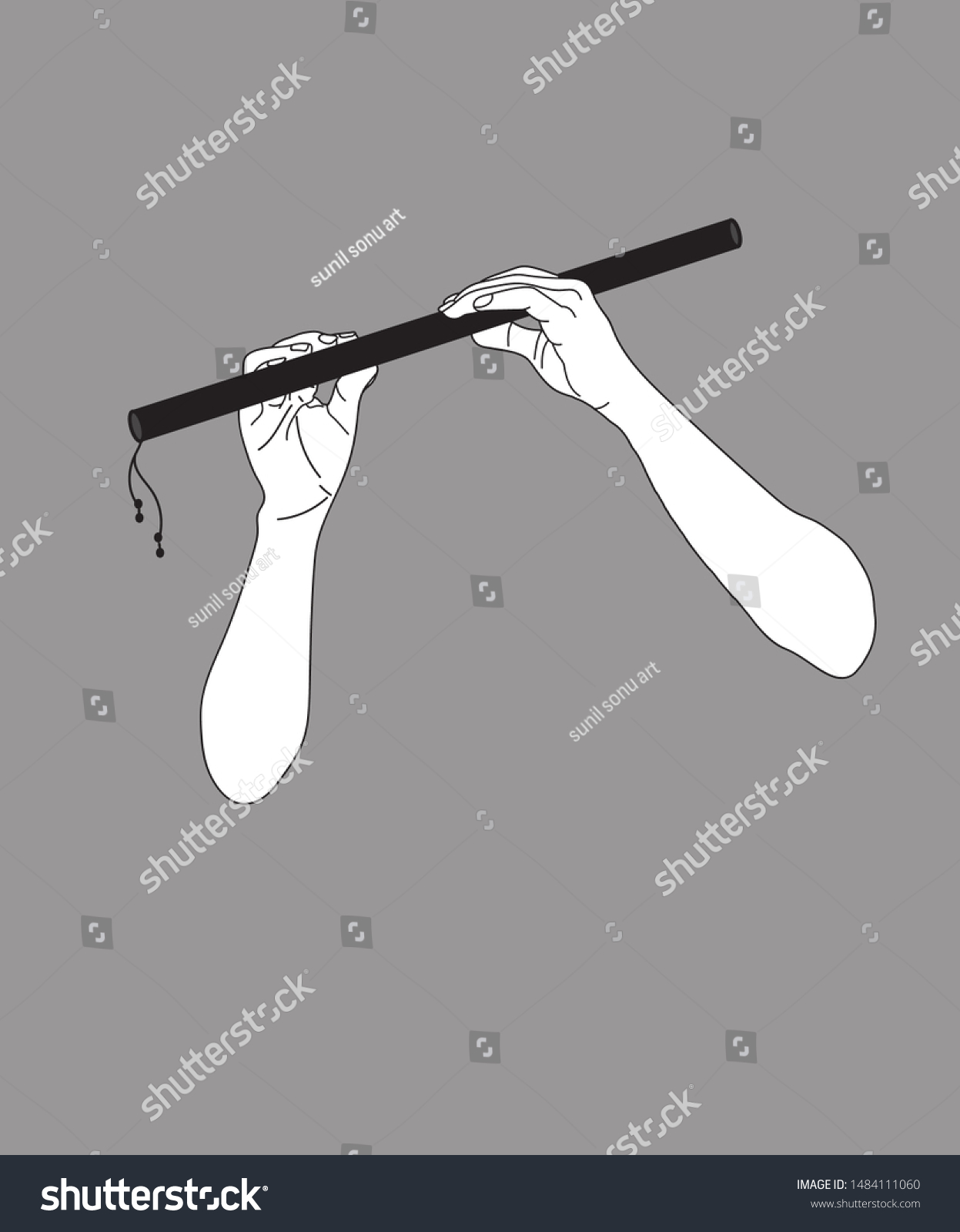 Krishna Flute Hand Vector Illustration Stock Vector (Royalty Free ...
