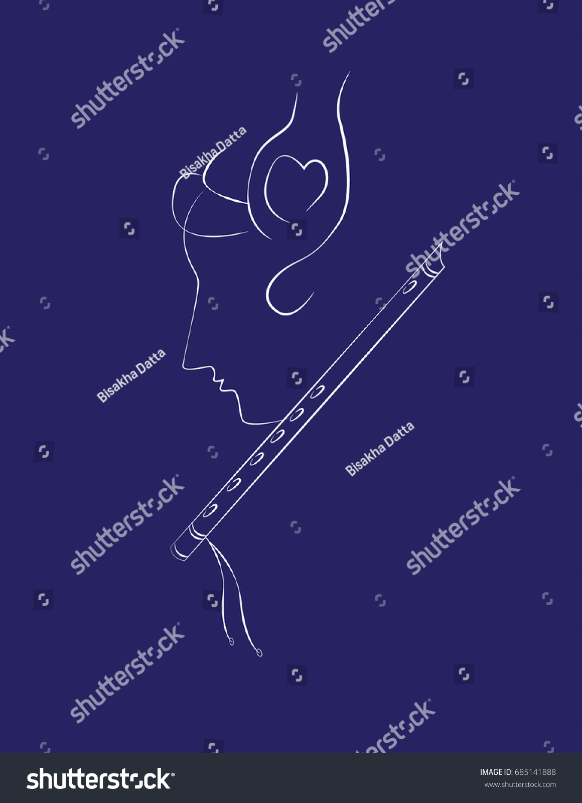 Krishna Line Art: vector de stock (libre de regalías) 685141888 ...