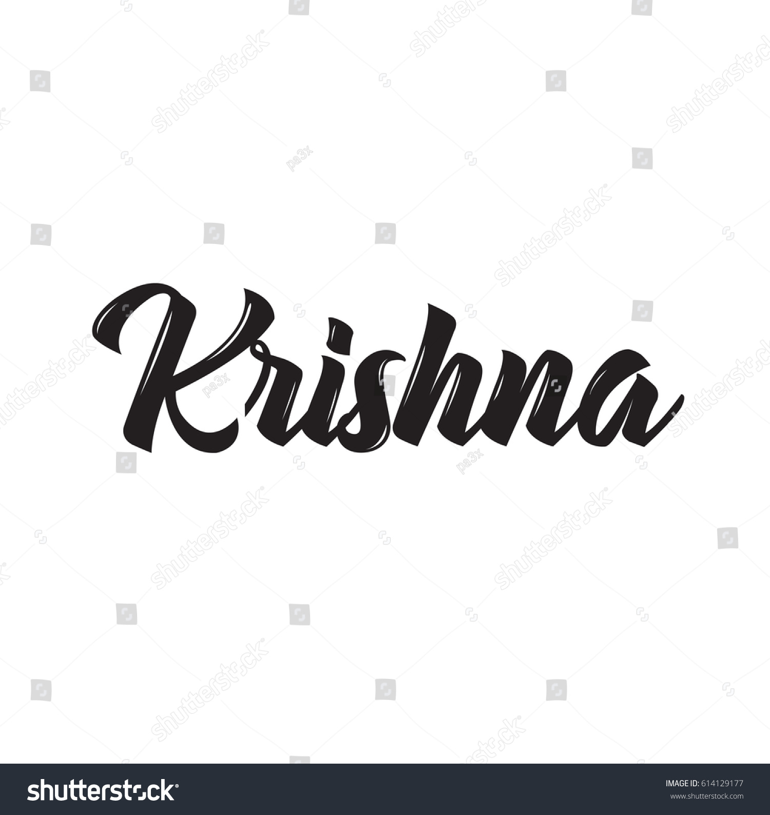 Krishna Text Design Vector Calligraphy Typography: vector de stock ...