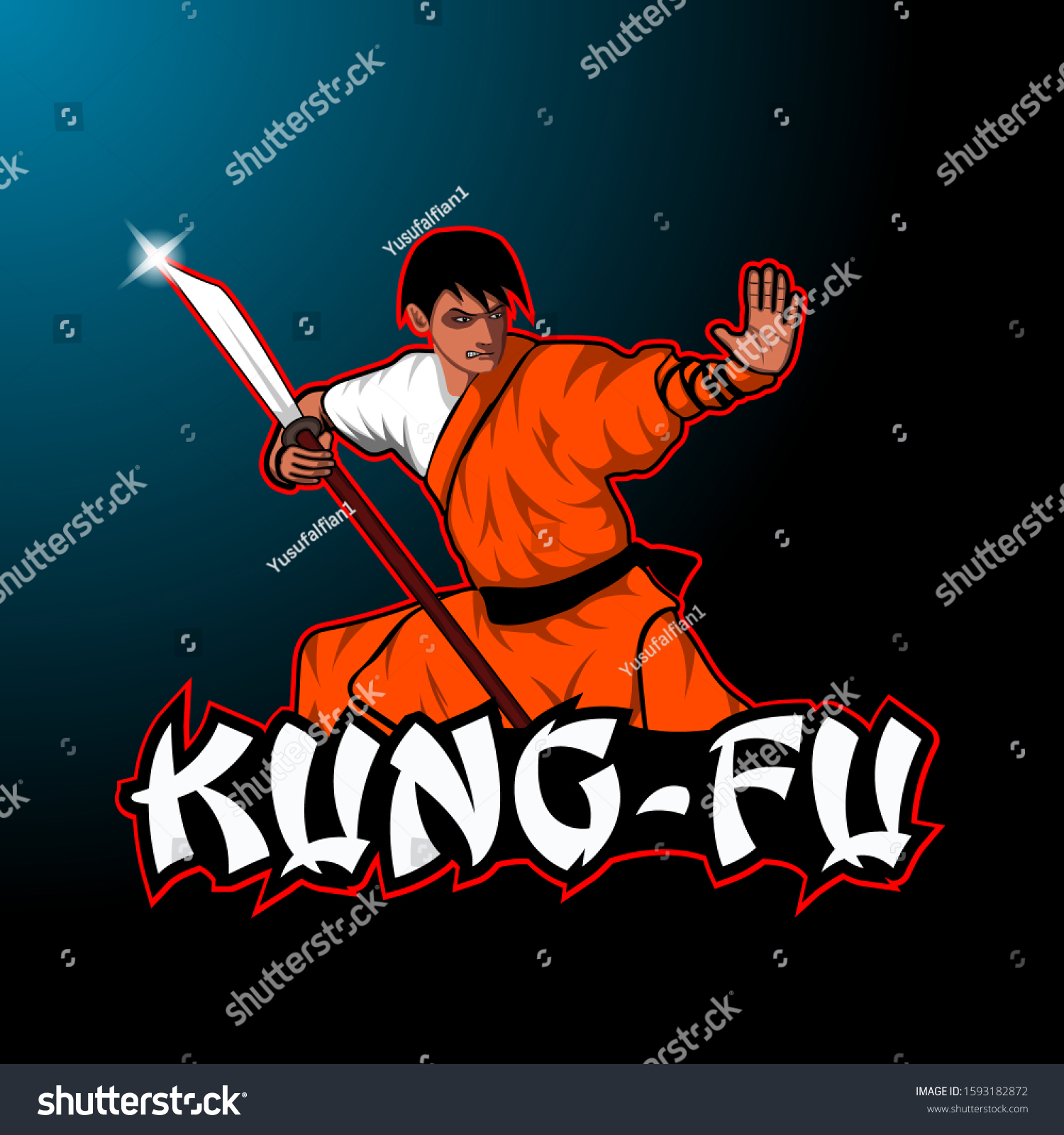 Kung Fu Action Logo Vector Stock Vector (Royalty Free) 1593182872 ...