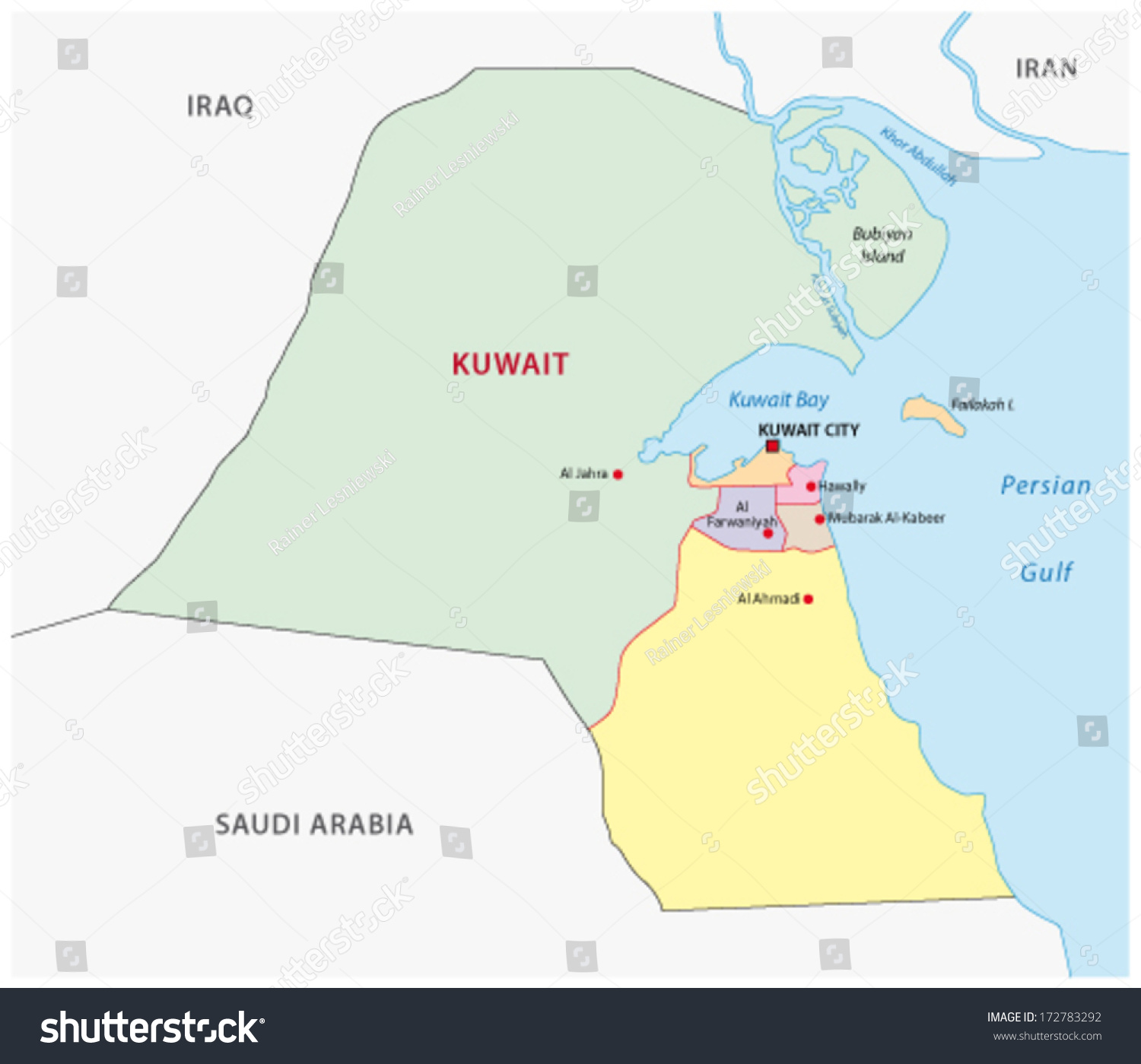 Kuwait Administrative Map: เวกเตอร์สต็อก (ปลอดค่าลิขสิทธิ์) 172783292 ...