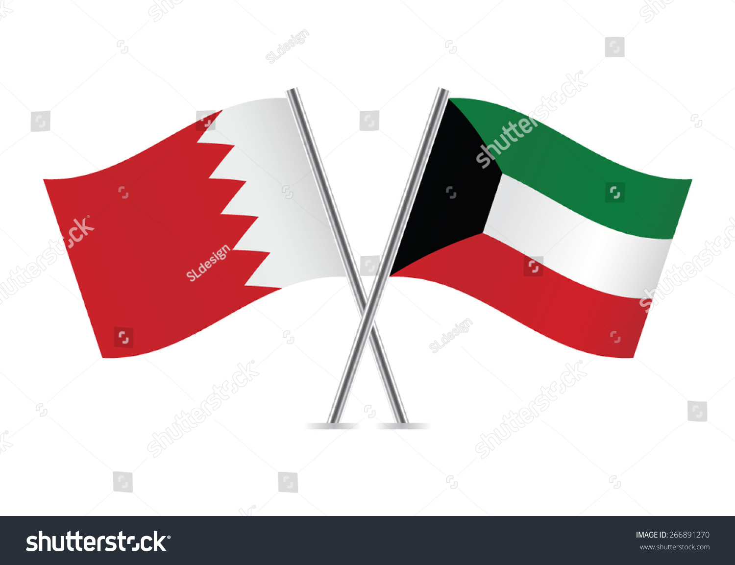 Kuwait Bahrain Flags Vector Illustration Stock Vector (Royalty Free ...