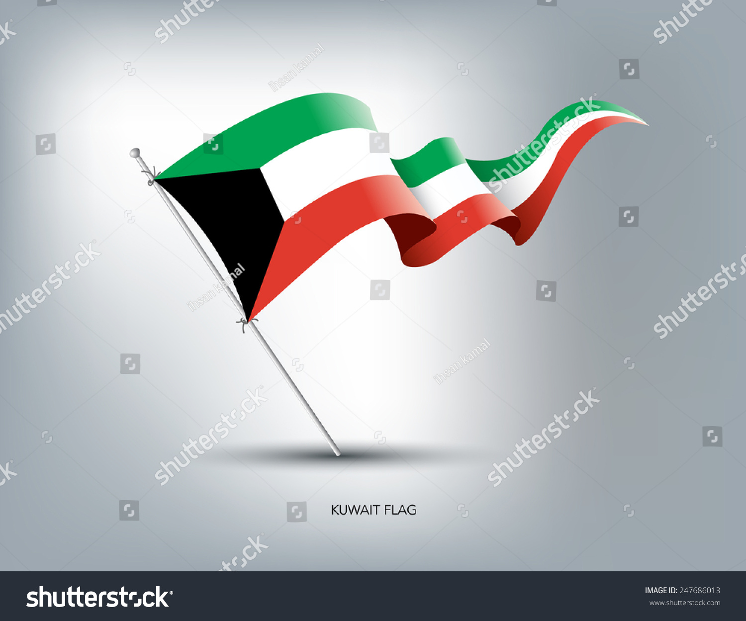 Kuwait Flying Flag Isolated Background Stock Vector (Royalty Free ...