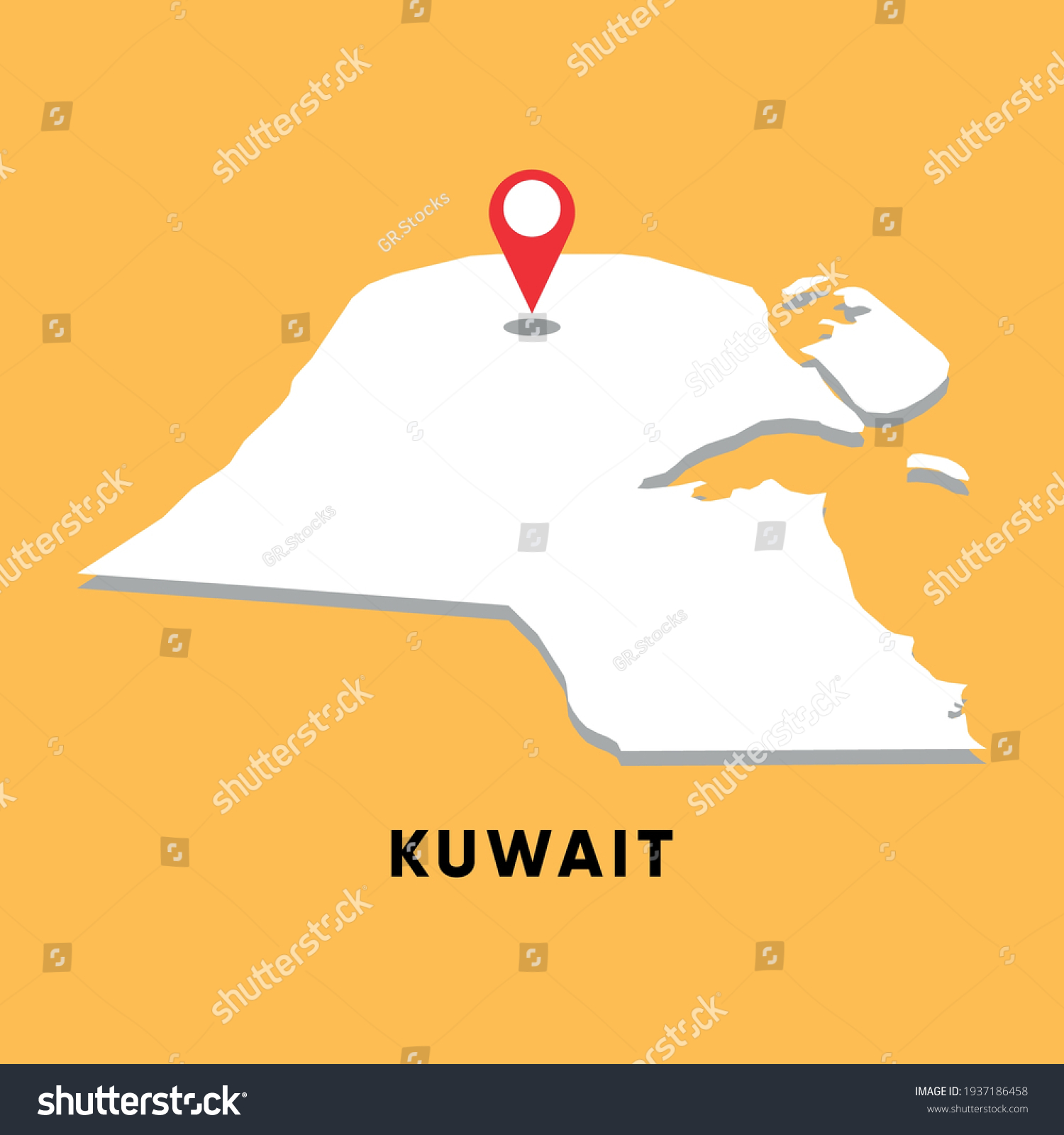 Kuwait Isometric Map Location Icon Vector Stock Vector (Royalty Free ...