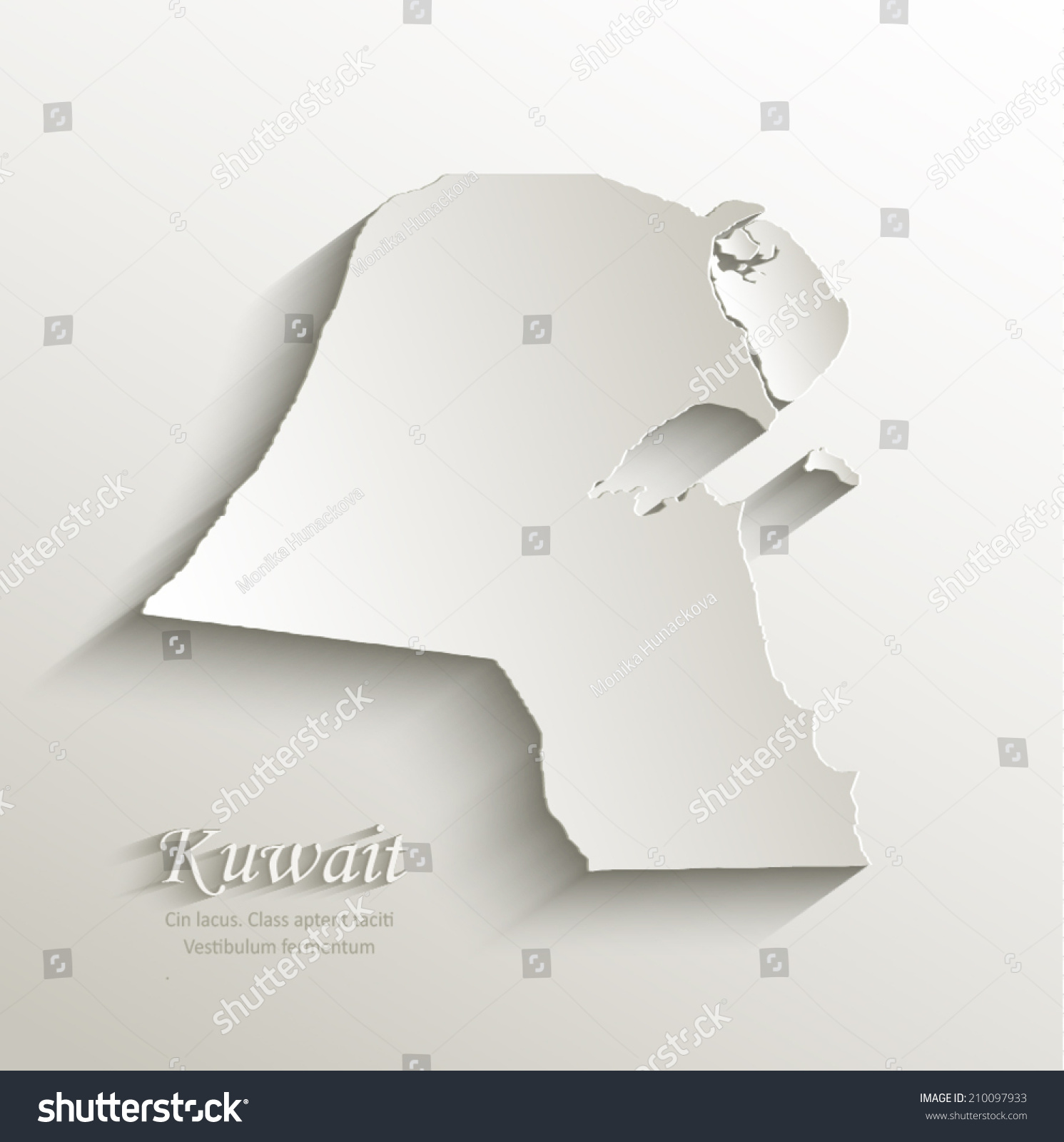 Kuwait Map Card Paper 3d Natural Stock Vector (Royalty Free) 210097933