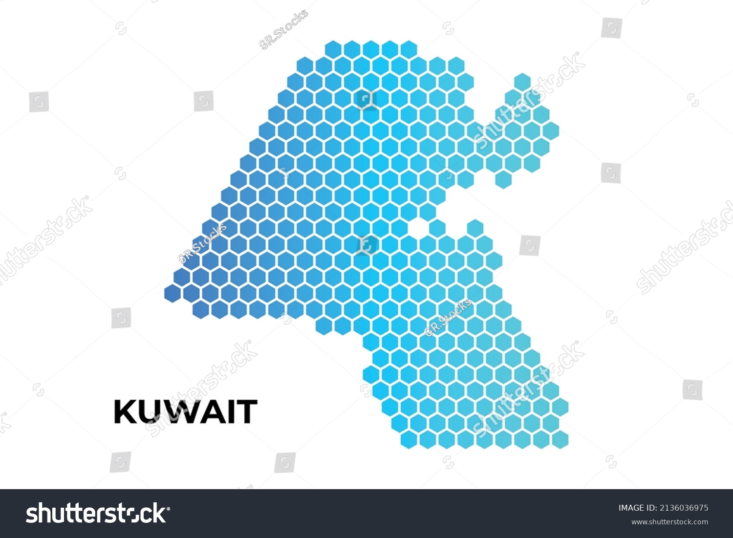 Kuwait Map Digital Hexagon Shape On Stock Vector (Royalty Free ...