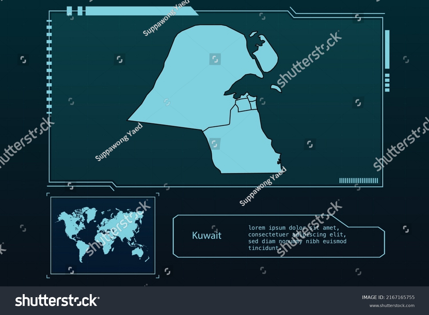Kuwait Map Futuristic Infographic Map Element Stock Vector (Royalty ...