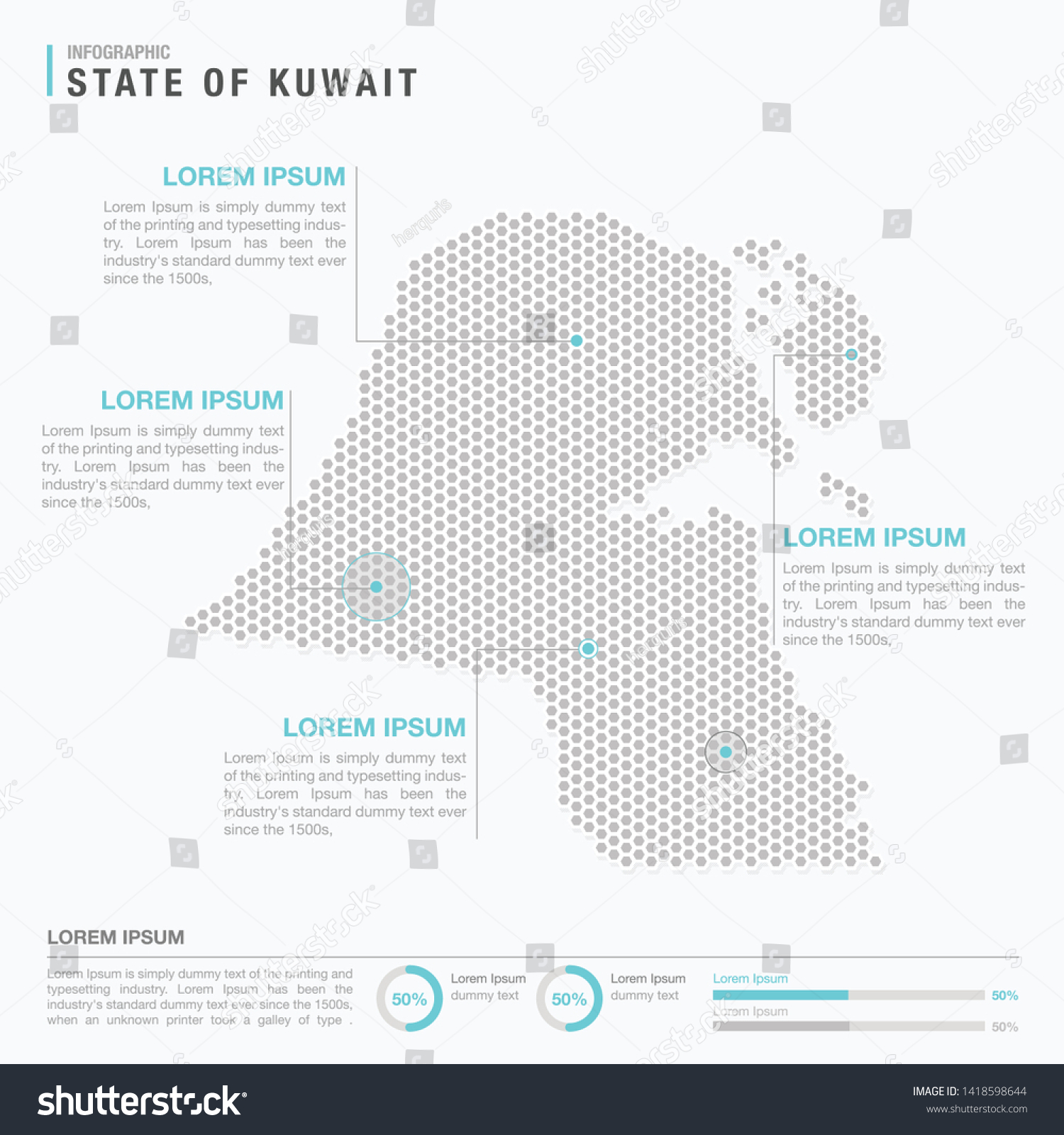 Kuwait Map Infographics Abstract Pixelated Dot Stock Vector (Royalty ...