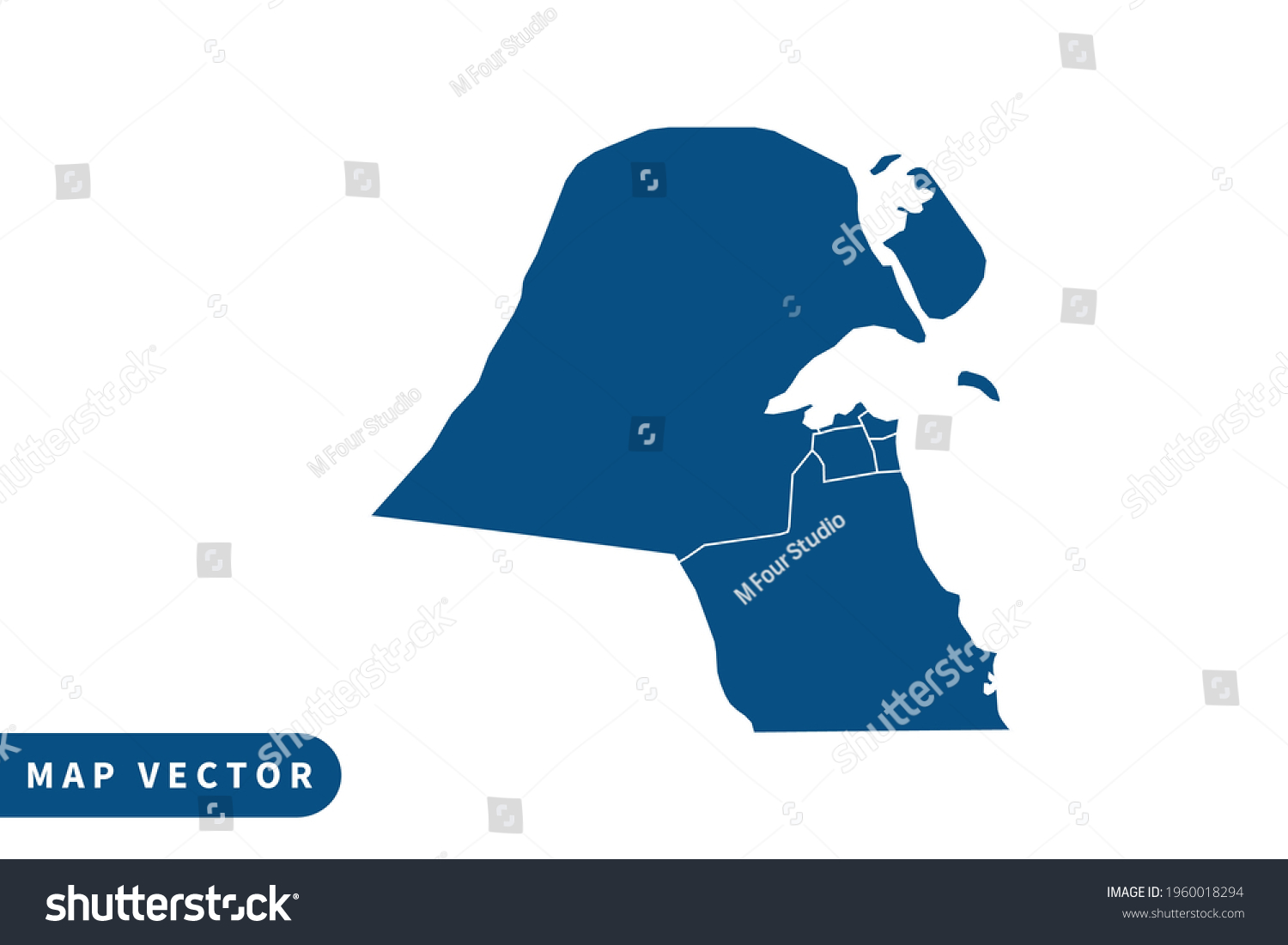 Kuwait Map Vector Blue Color On Stock Vector (Royalty Free) 1960018294 ...