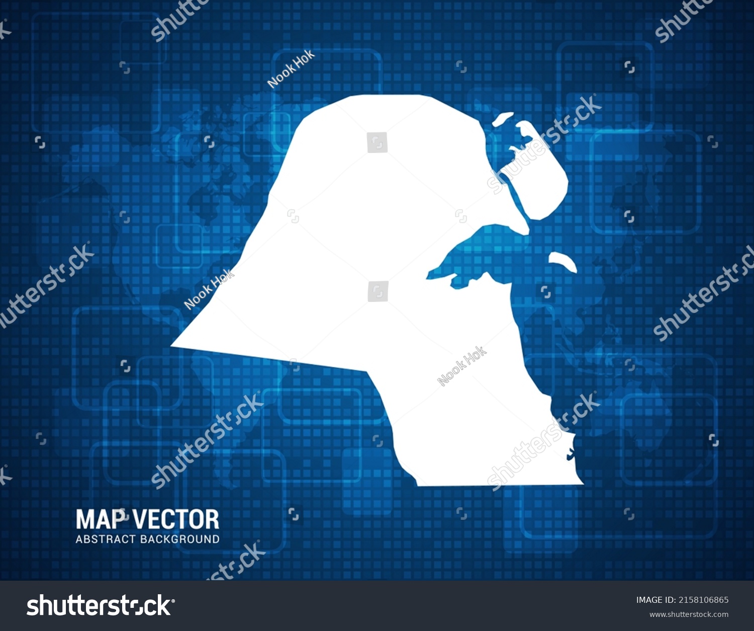 Kuwait Map Abstract Blue Background Technology Stock Vector (Royalty ...