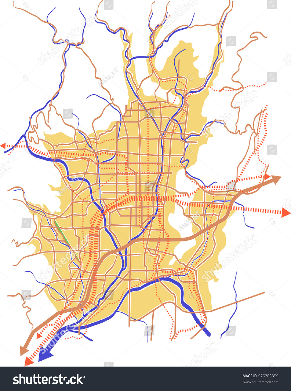 Kyoto Japan Vector Map Stock Vector (Royalty Free) 525763855