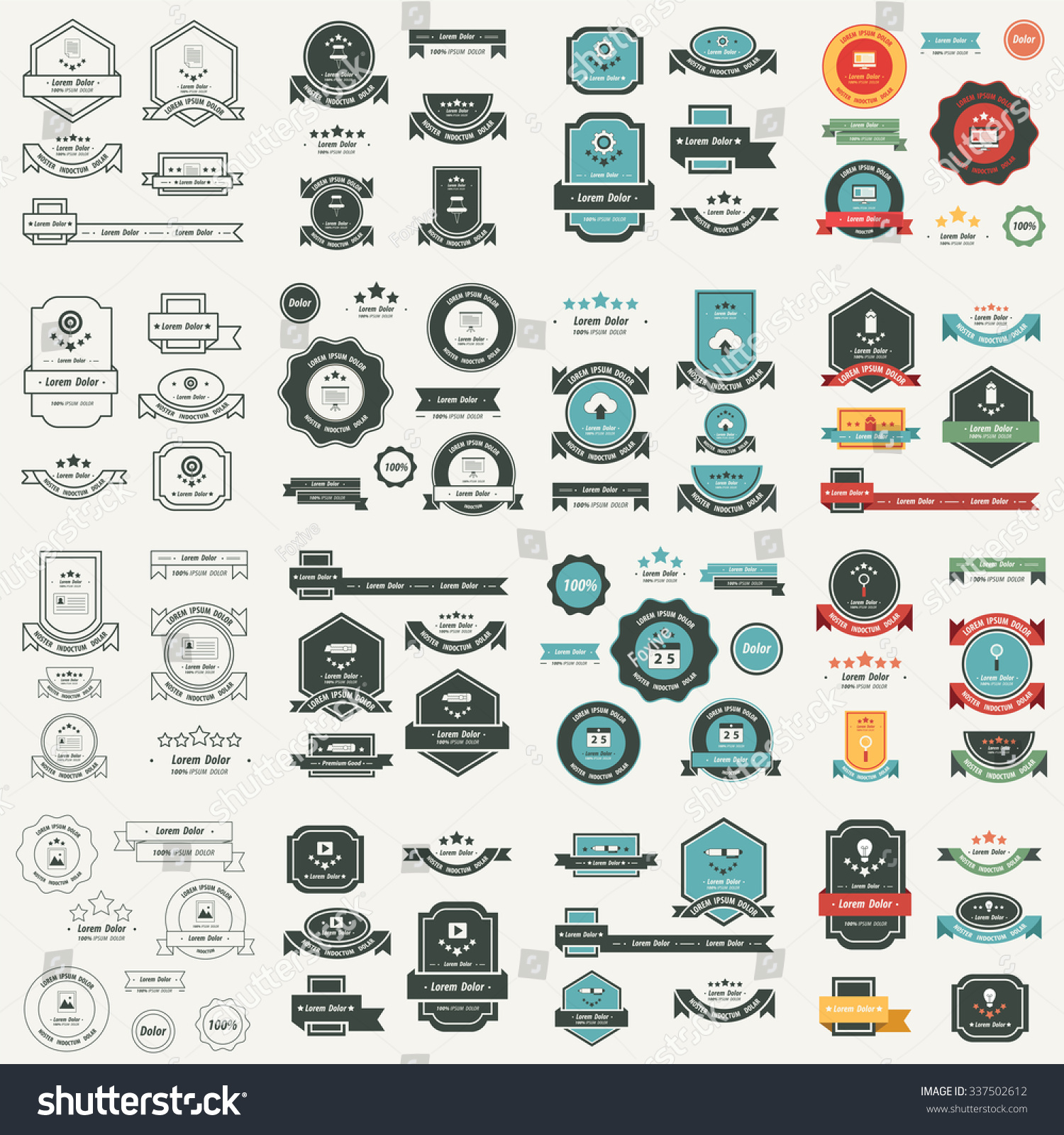 Label Ribbon Template Design Pack Stock Vector (Royalty Free) 337502612 ...