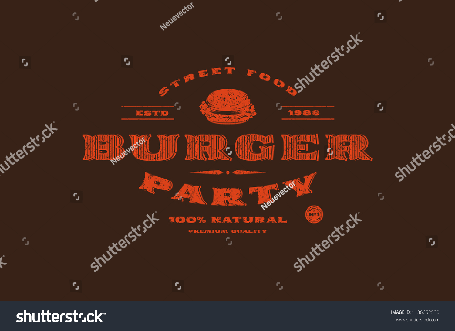 Label Burger Design Rough Texture Stock Vector (Royalty Free) 1136652530