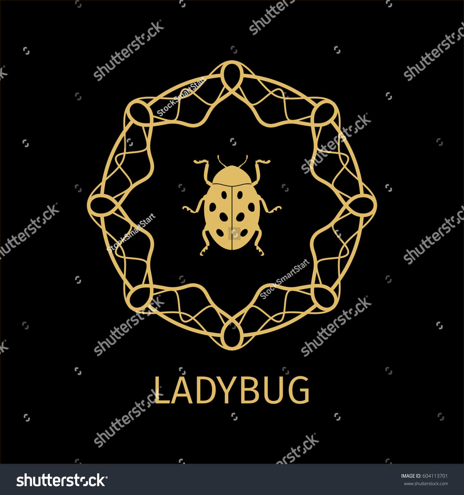 Label Ladybug Calligraphy Framework On Dark Stock Vector (Royalty Free ...