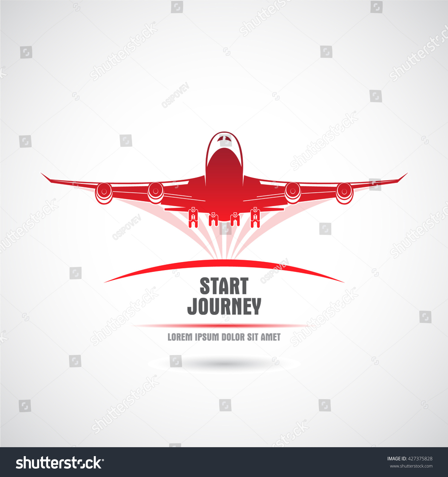 Label Plane Taking Off Vector Stock Vector (Royalty Free) 427375828 ...