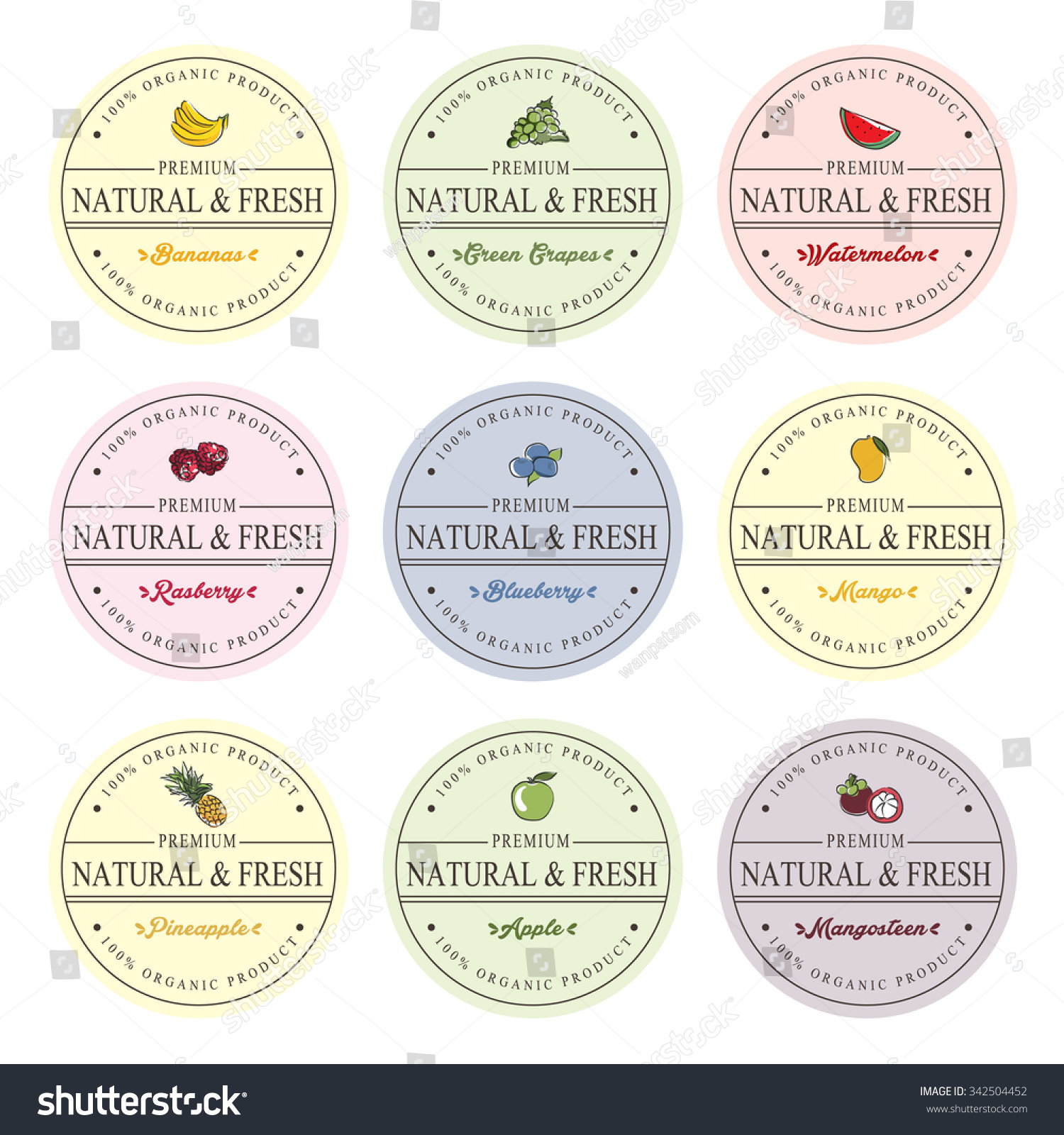 Labels Fruit Set On White Background Stock Vector (Royalty Free ...