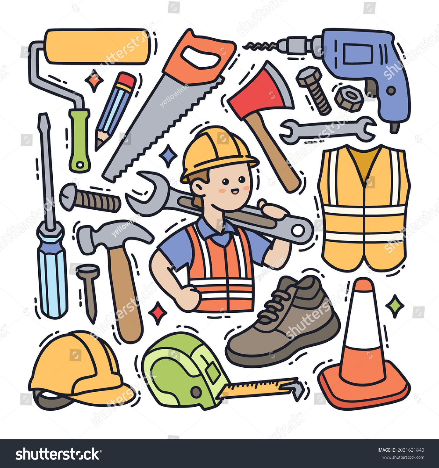 Labor Doodle Illustration Isolated Background Stock Vector (Royalty ...