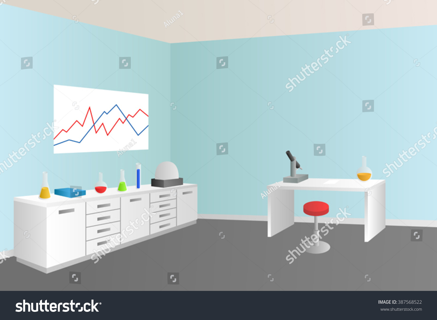 Laboratory Blue Room Interior Illustration Vector Stock Vector (Royalty ...