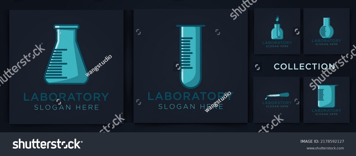 Laboratory Flask Logo Collection Vector Illustration Stock Vector ...