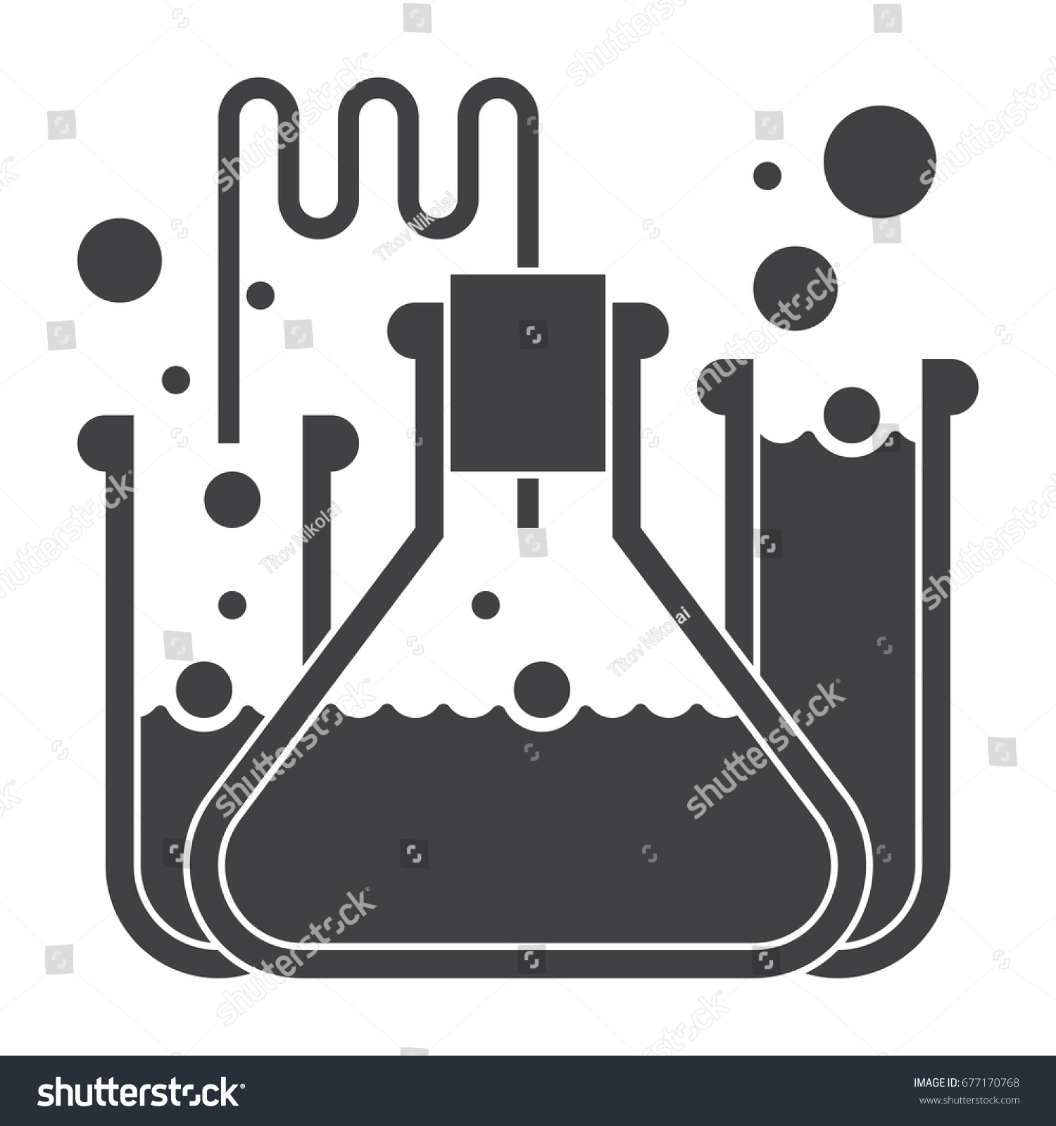 Laboratory Flasks Vector Silhouette On White: vector de stock (libre de ...