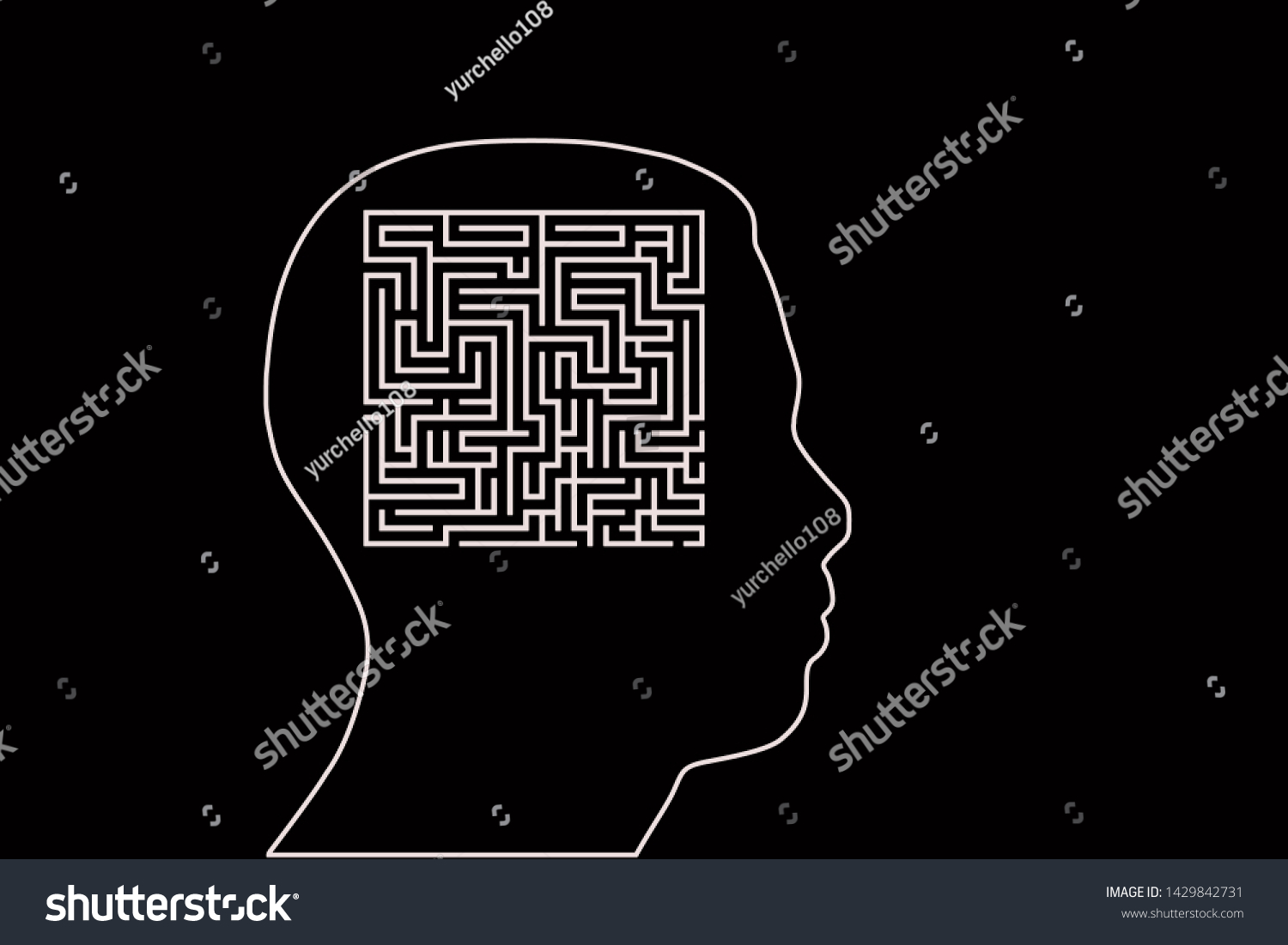 Labyrinth Human Head Vector Illustration Stock Vector (Royalty Free ...