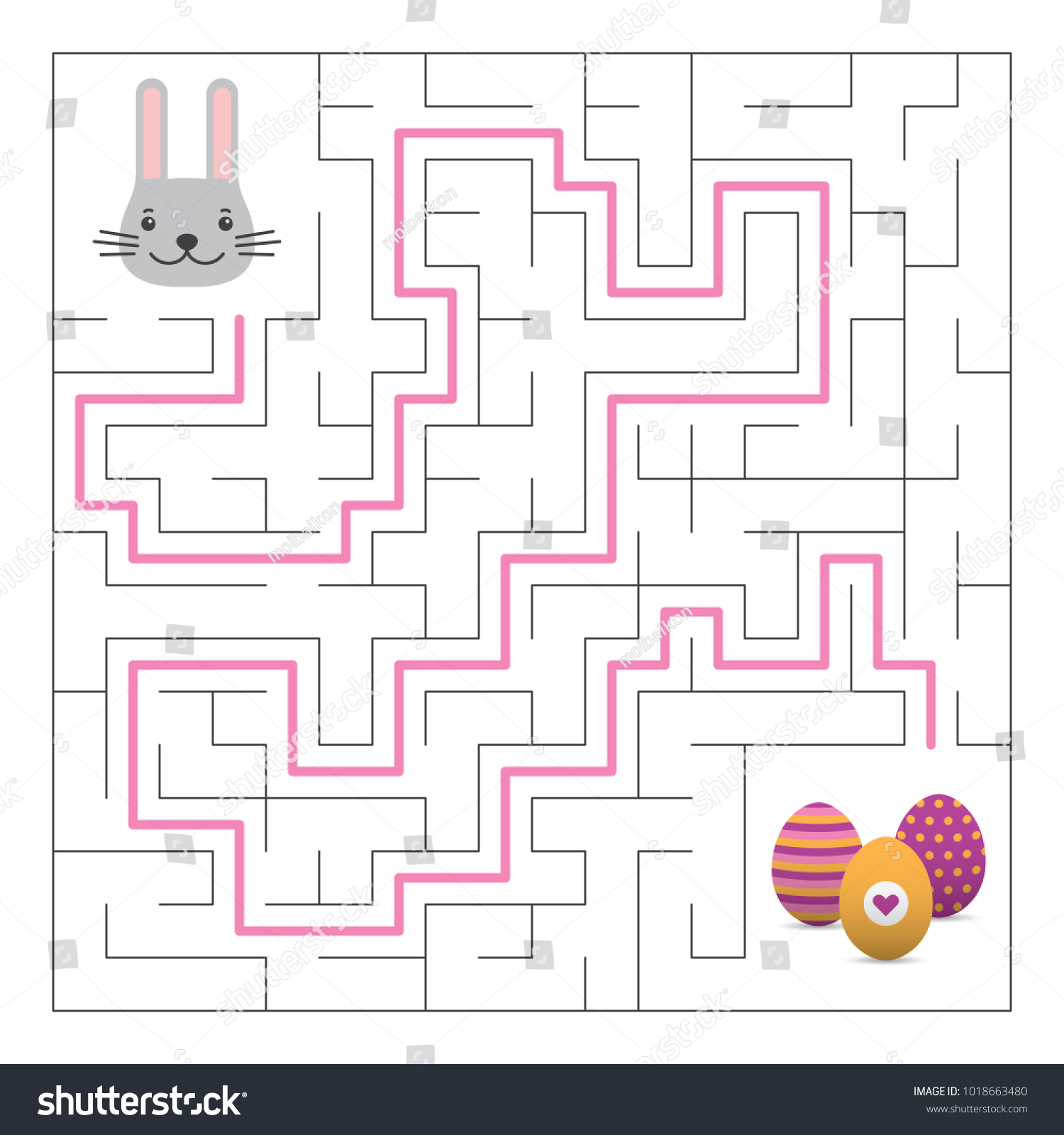 Labyrinth Maze Game Solution Easter Fun Stock Vector (Royalty Free ...