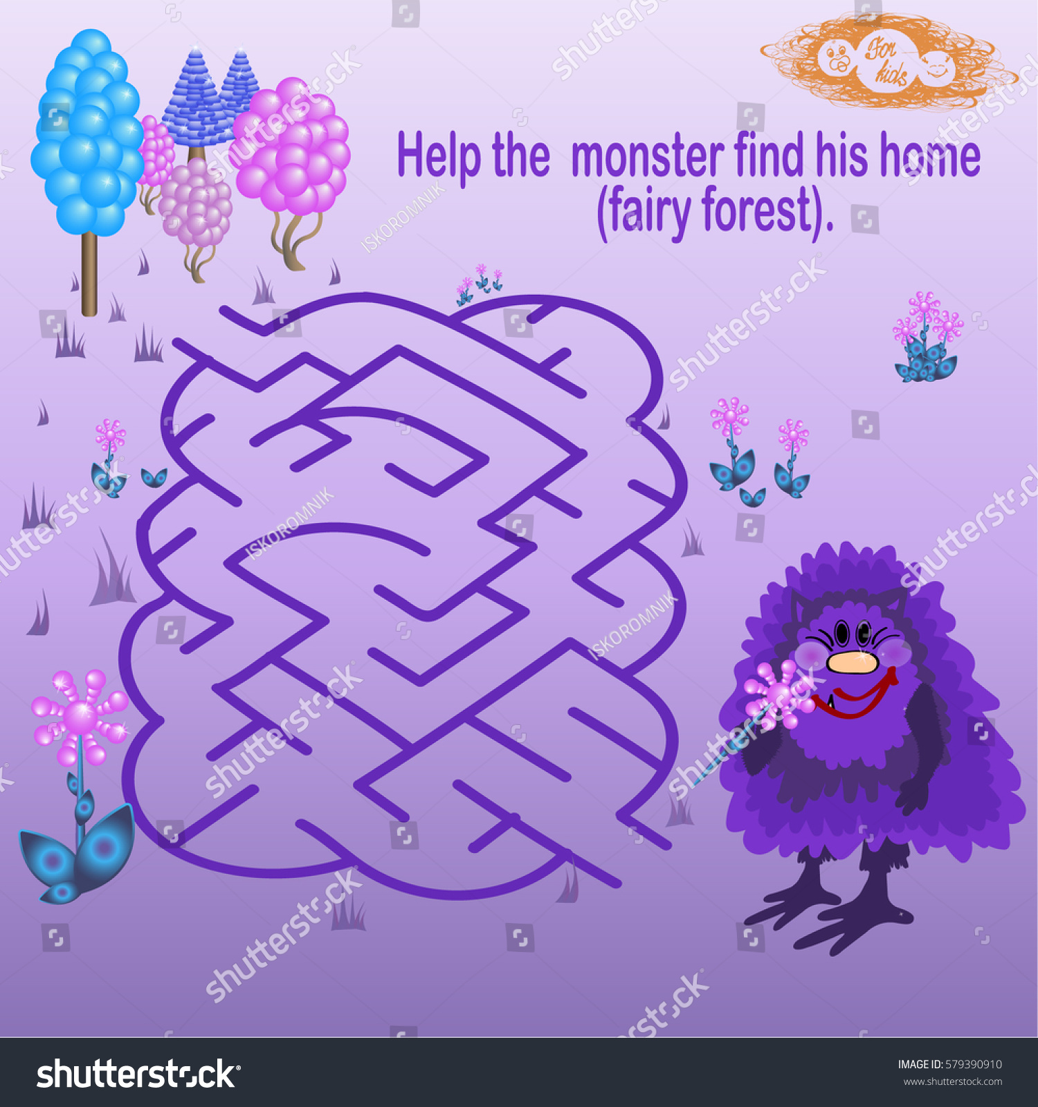 Labyrinth Monster Vector Learning Kids Play Stock Vector (Royalty Free ...