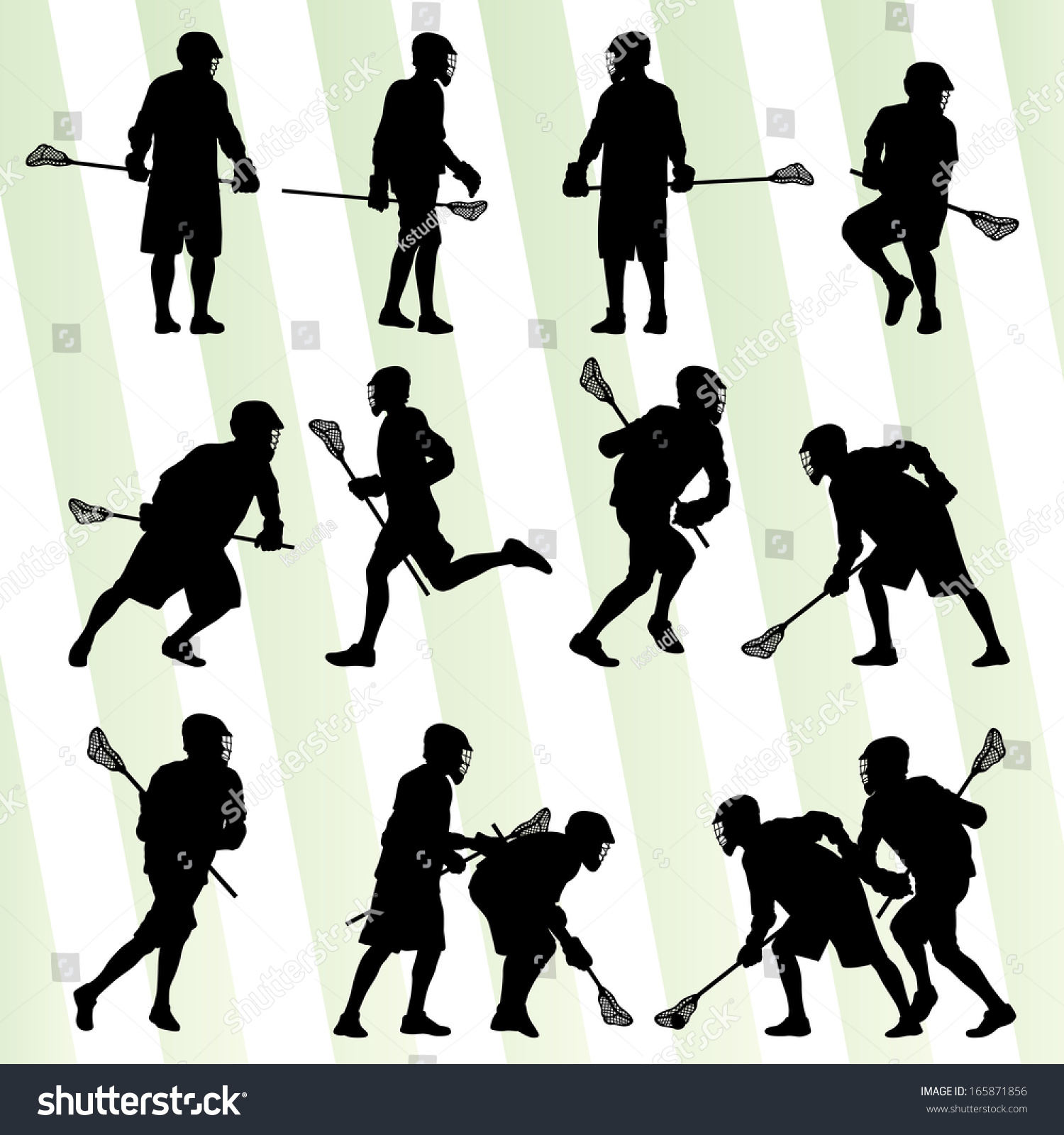 Lacrosse Player Action Vector Background Set Stock Vector (Royalty Free ...
