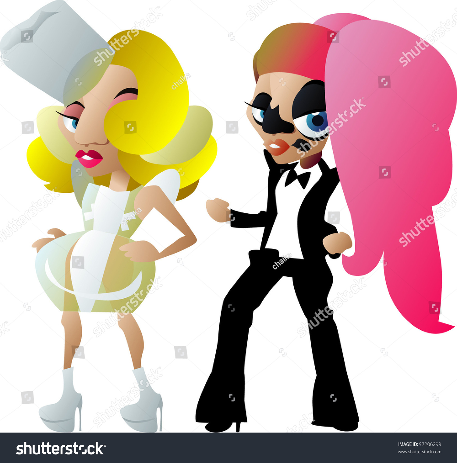 Lady Gaga Caricatures Stock Vector (Royalty Free) 97206299